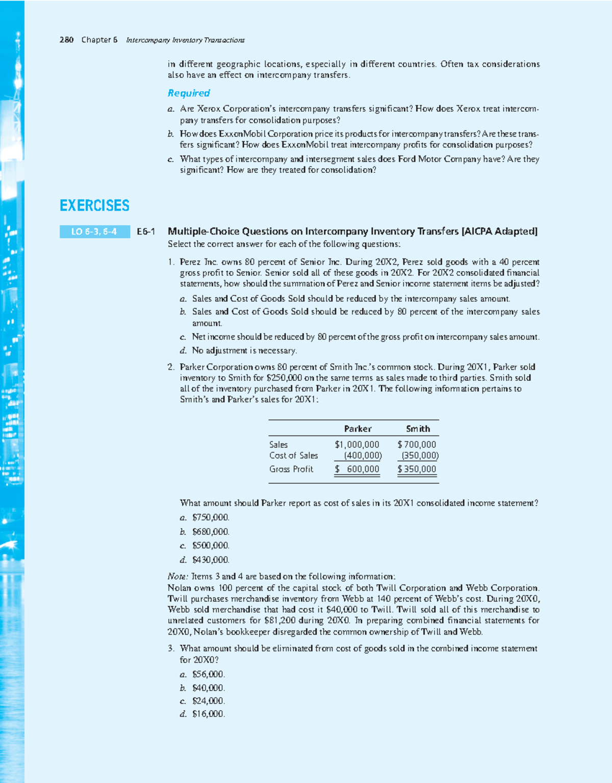 BACC675 Chapter 6 Intercompany Inventory Exercises & Problems - Studocu