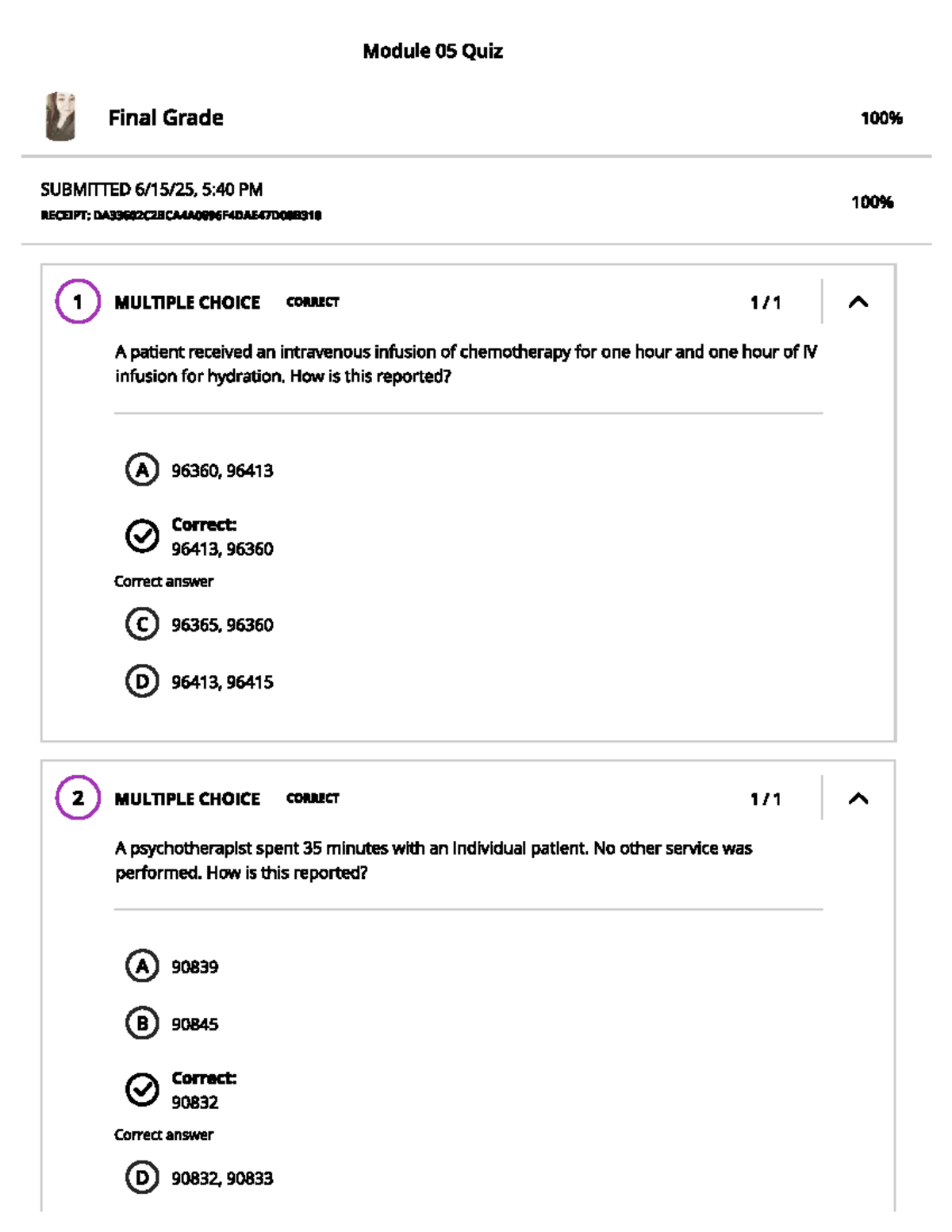 Module 05 Quiz: Final Grade and Answers for Medical Coding - Studocu