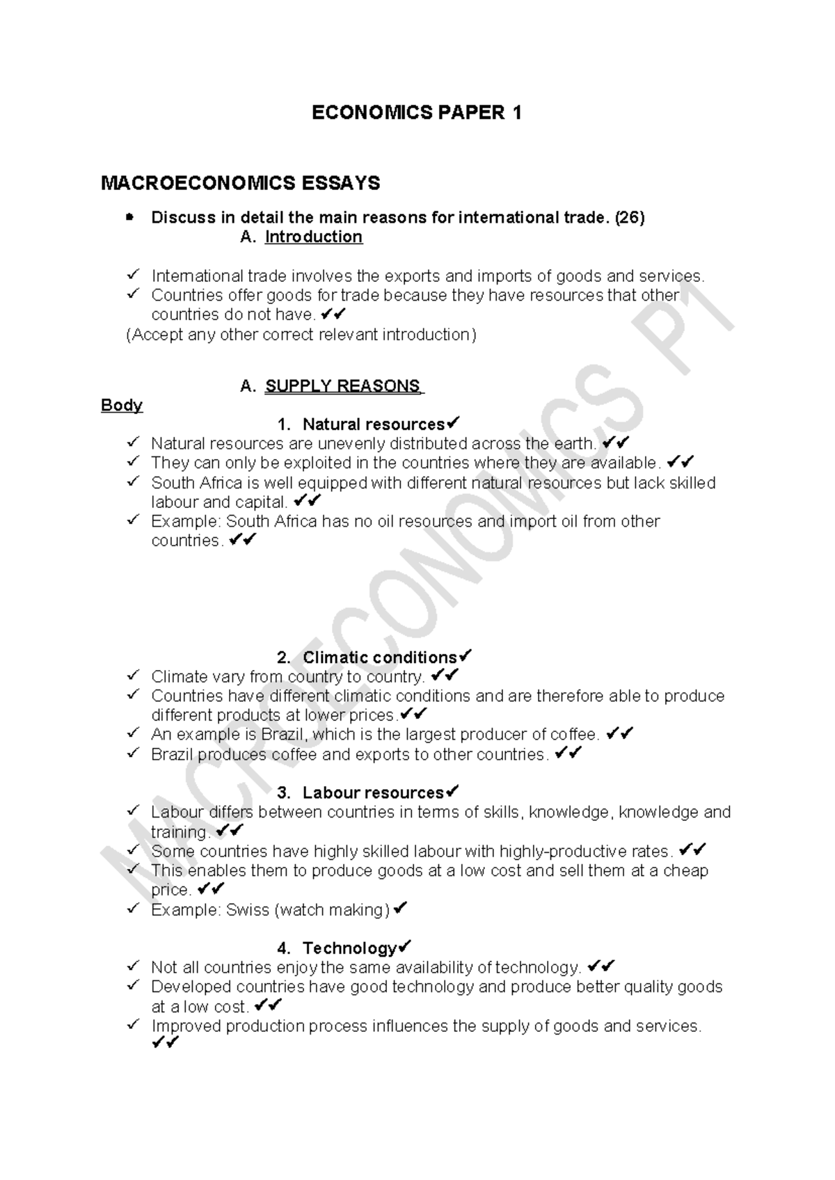 ECON 101: Macroeconomics Essays on International Trade and Market Roles ...