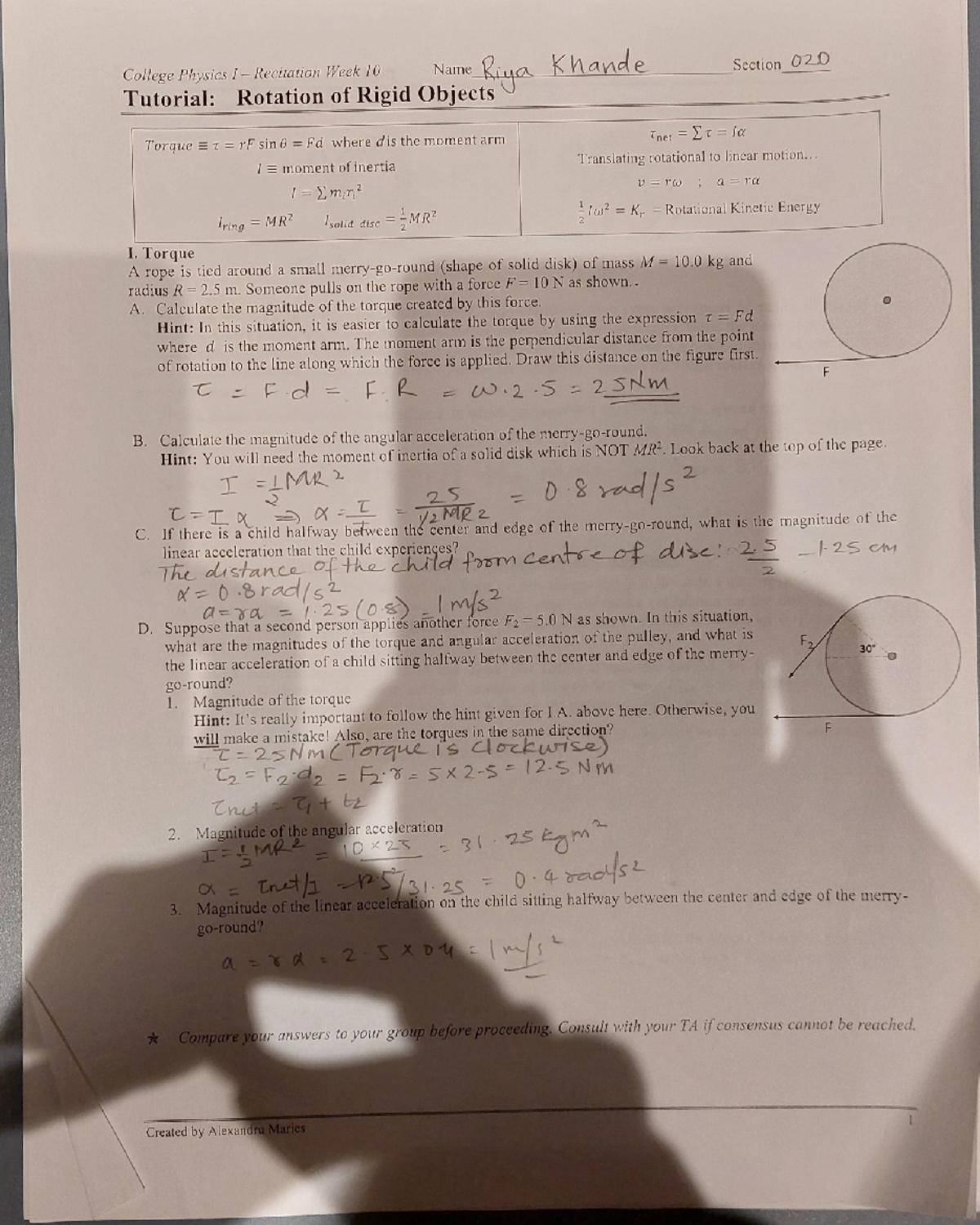 Week 10 Recitation - PHYS2001 - Studocu