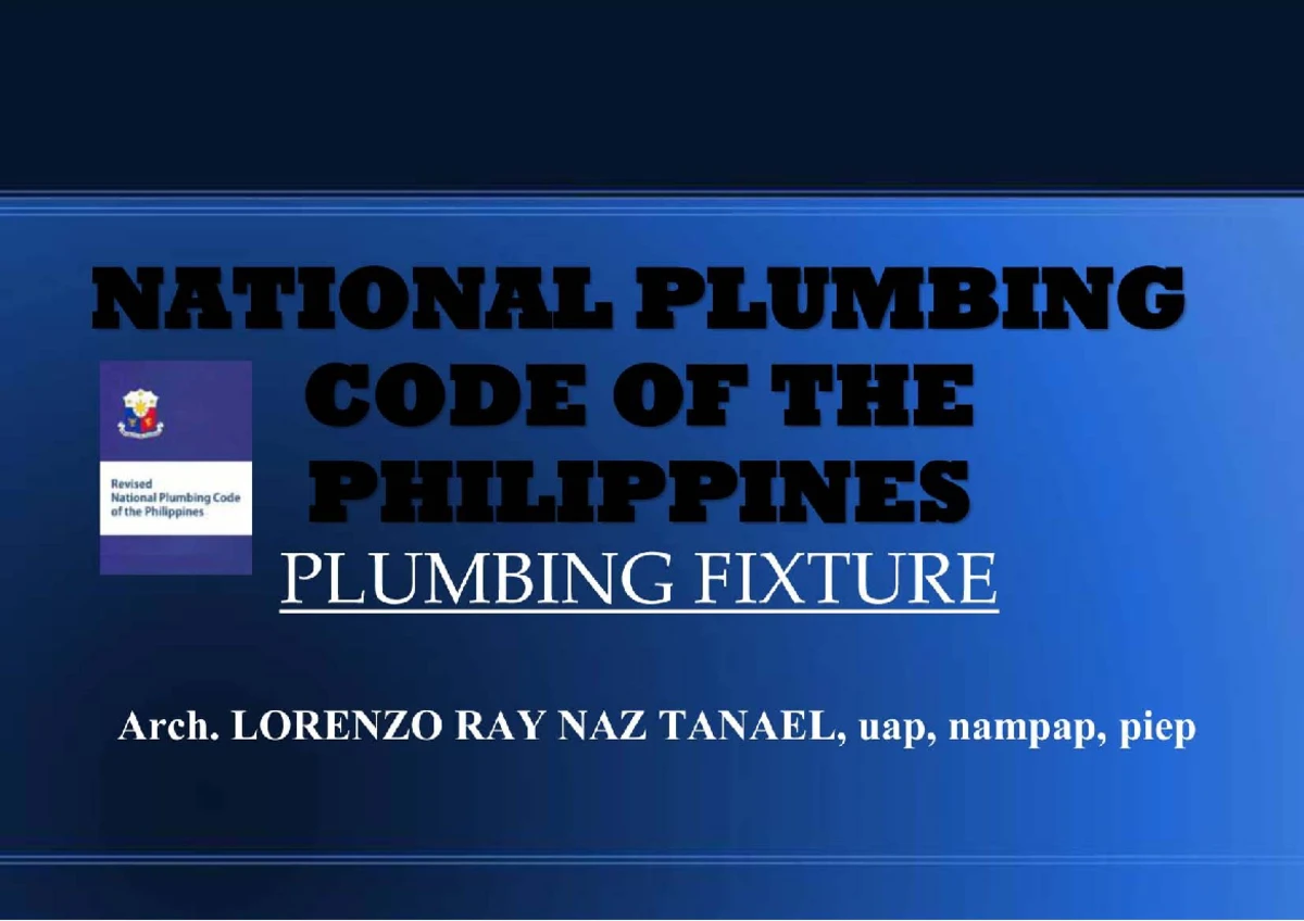 Revised National Plumbing Code of the Philippines (PIEP) - Introduction - Studocu