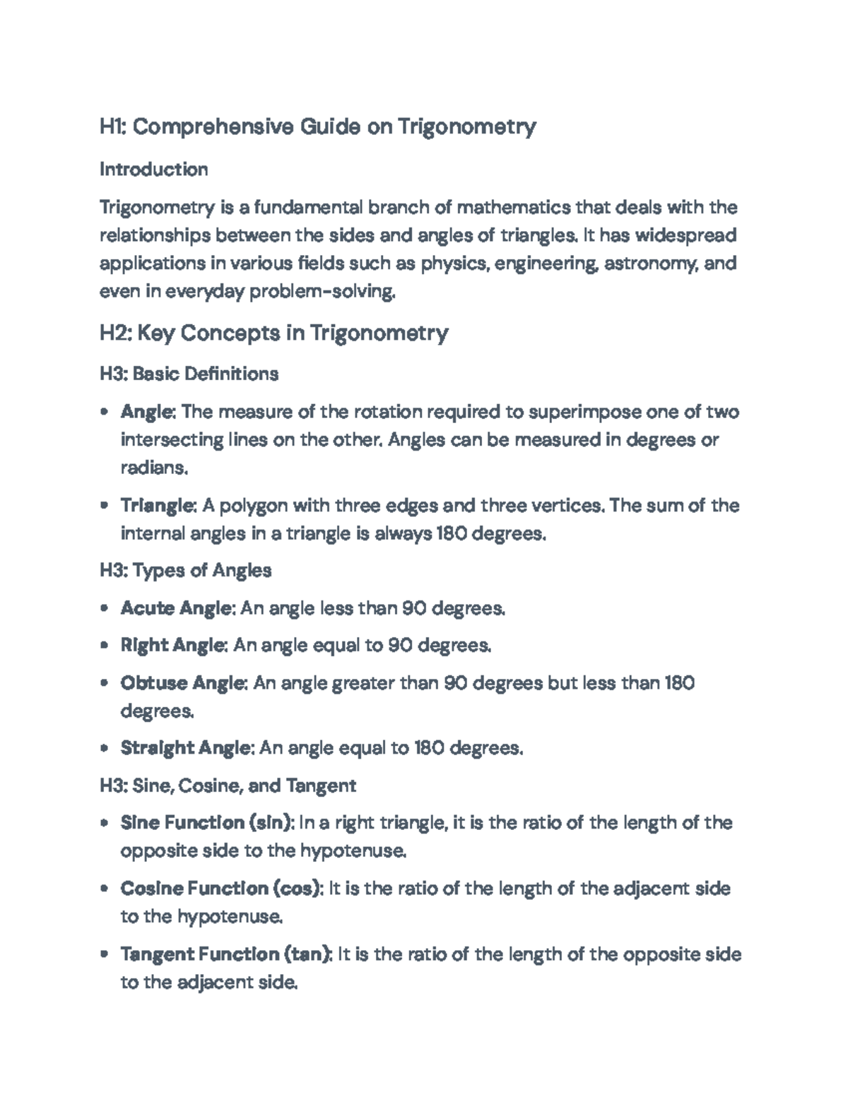 Comprehensive Trigonometry Guide for Math 101: Key Concepts ...