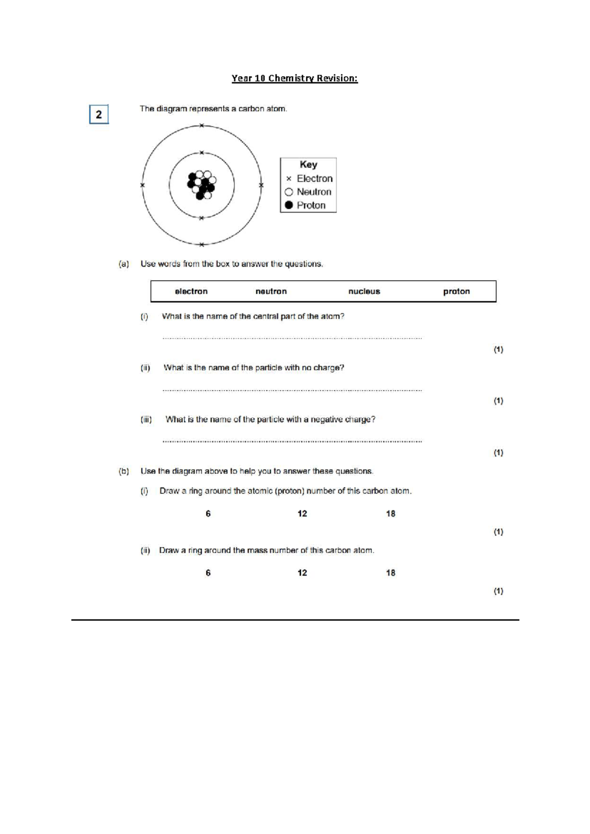 Year 10 Chemistry Revision: Atomic Structure and Reactions - Studocu