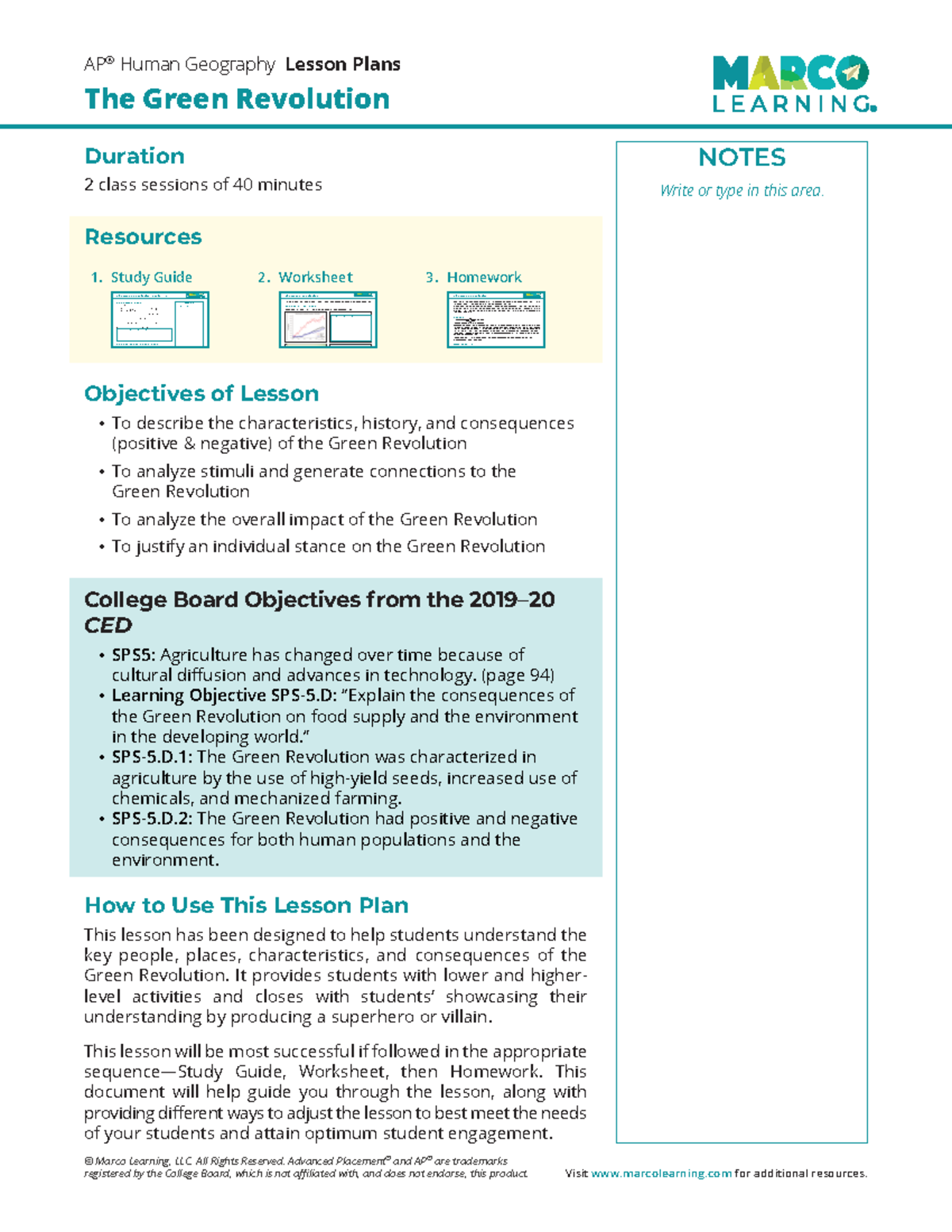 AP® Human Geography Lesson Plan: SPS5 The Green Revolution Insights - Studeersnel