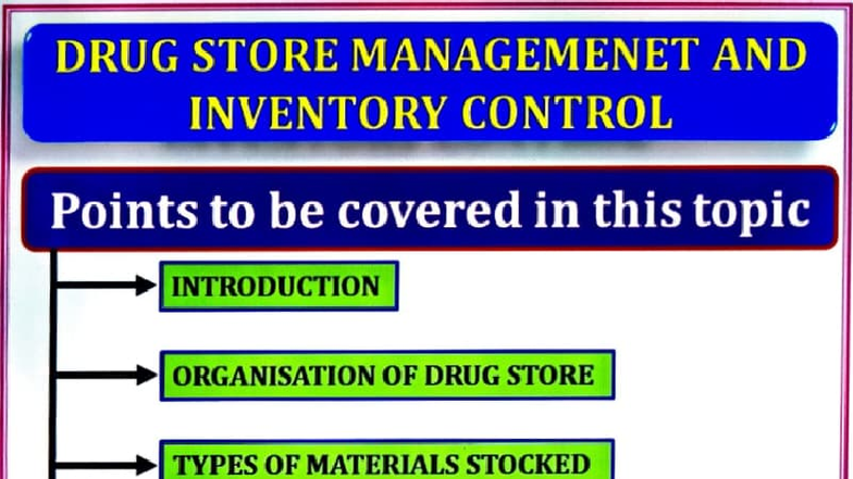 Pharmacy Practice - Unit 5: Drug Store Management & Inventory Control ...