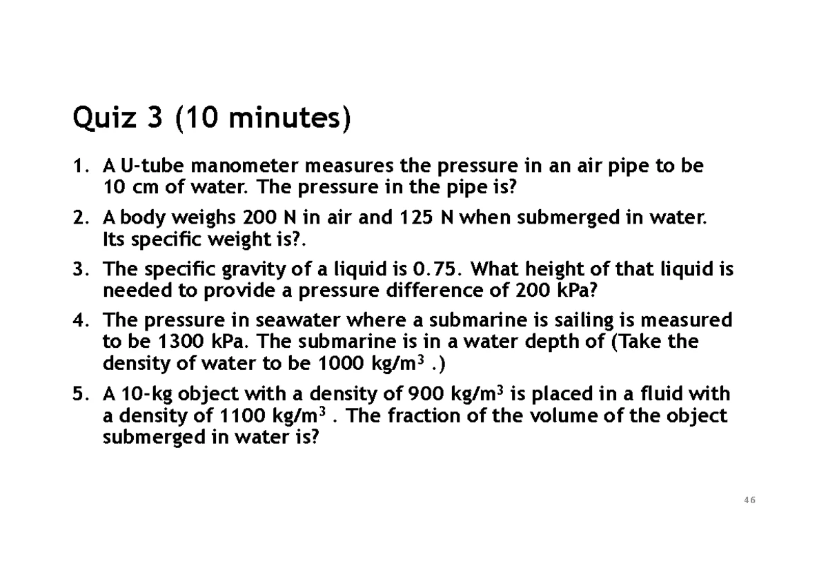 Fluid Mechanics Exam Questions and Answers (Course Code: ME 301) - Studocu