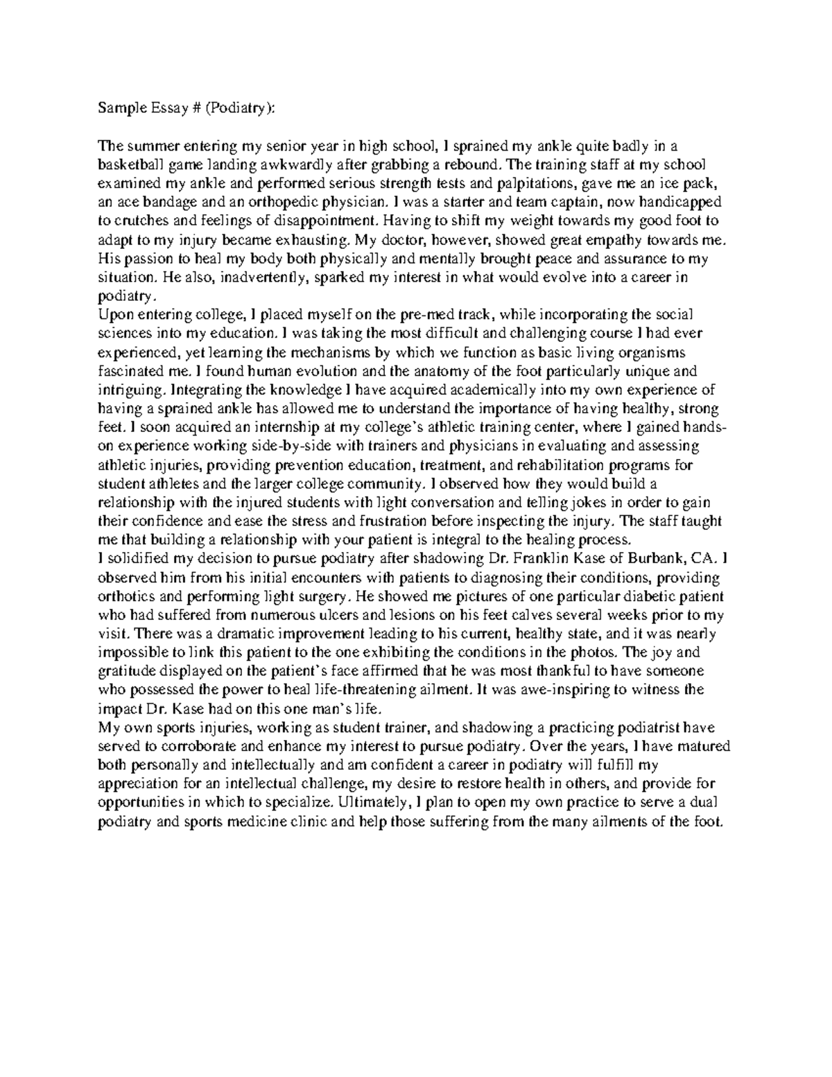 Personal Statement Pod OP - Podiatry & Professional Development Essay ...