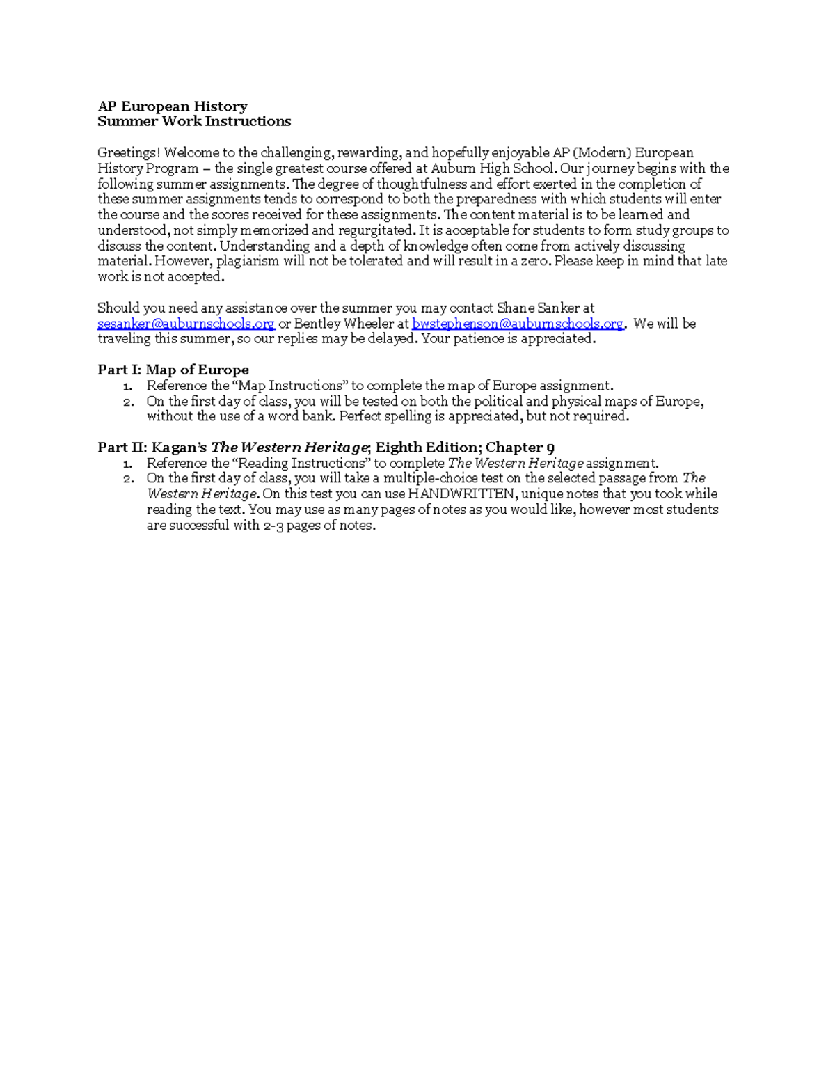 AP European History Summer Work: Map & Reading Assignments - Studocu