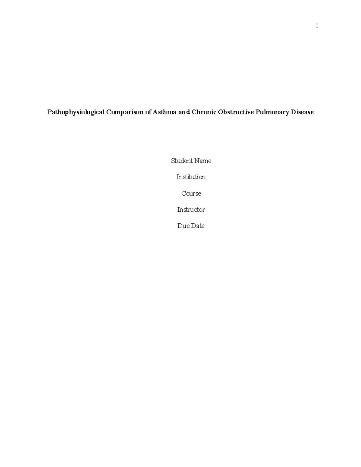Pathophysiological Comparison of Asthma and COPD: A Study Guide - Studocu