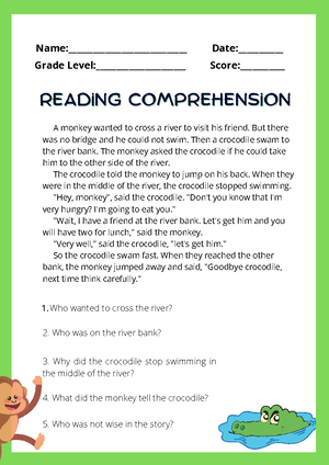 Grade 3 Reading Fluency & Comprehension Record Form: Stories ...