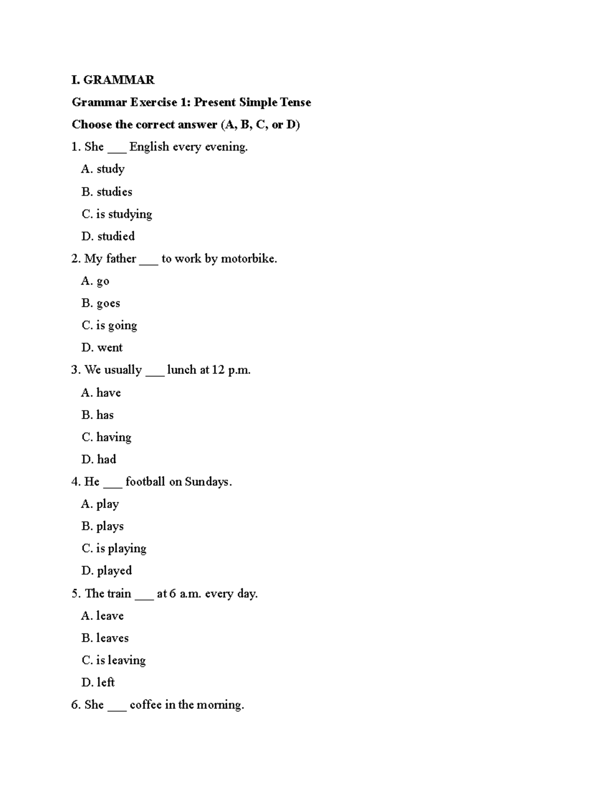Grammar and Vocabulary Exercises: Present Simple Tense & Education ...