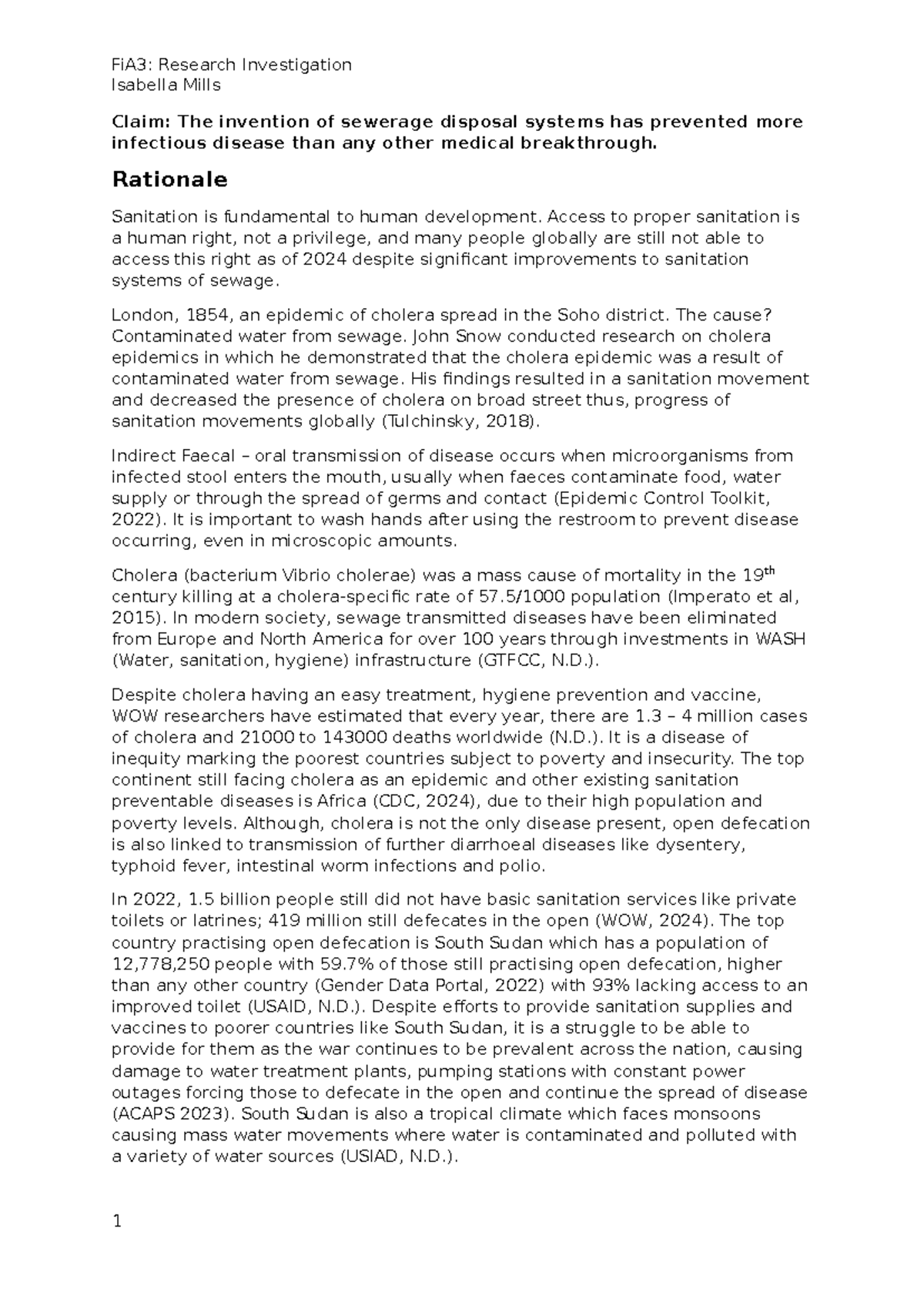 FiA3 Biology - 19/20 Assignment: Impact of Open Defecation on Disease ...