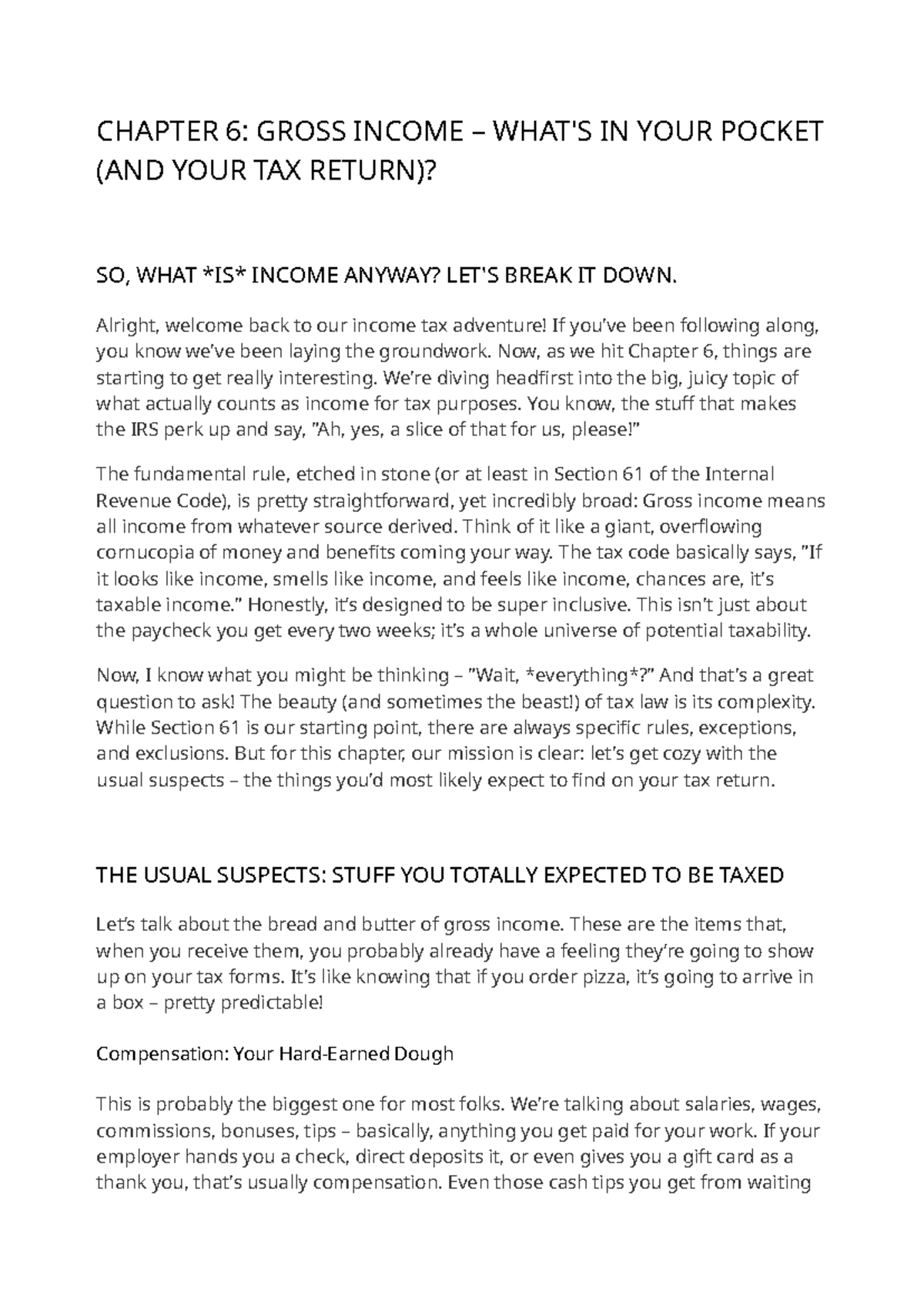 CHAPTER 6: UNDERSTANDING GROSS INCOME FOR TAX RETURNS - Studocu