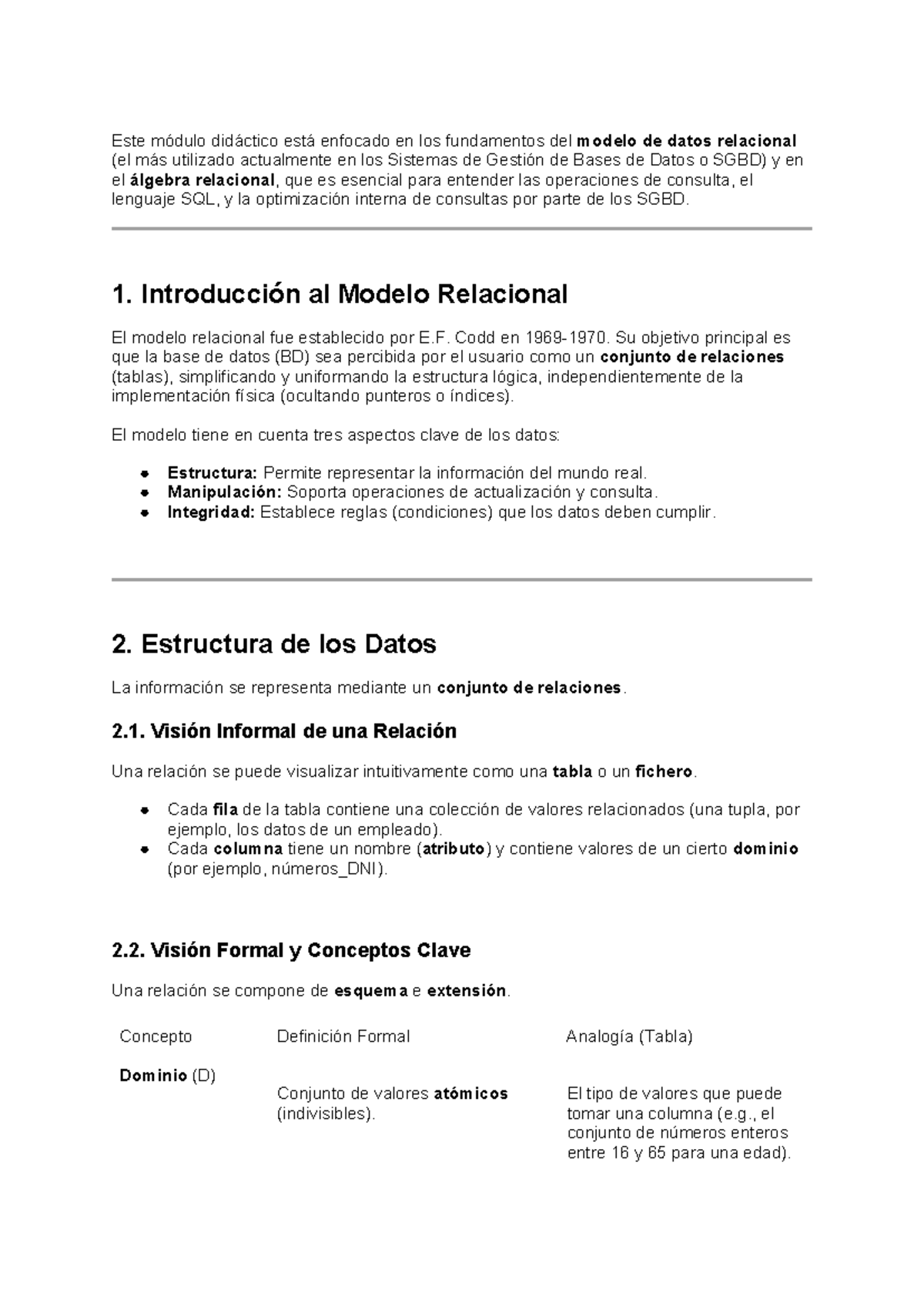 Tema 3: Fundamentos del Modelo Relacional y Álgebra Relacional - Studocu