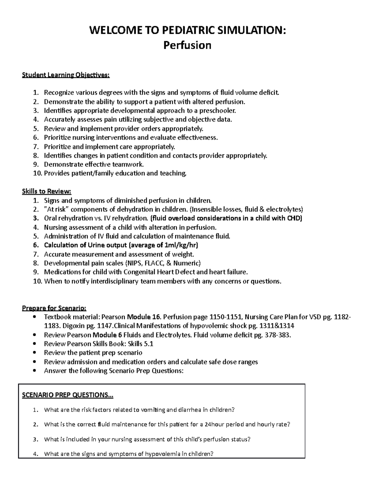 Perfusion Sim Packet for students - WELCOME TO PEDIATRIC SIMULATION ...