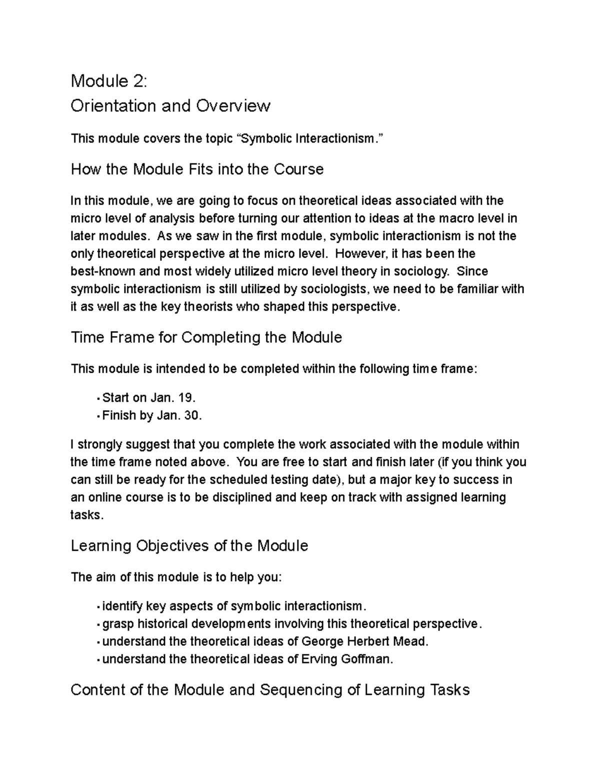 Module 2: Overview of Symbolic Interactionism in Sociology (2LL3) - Studocu