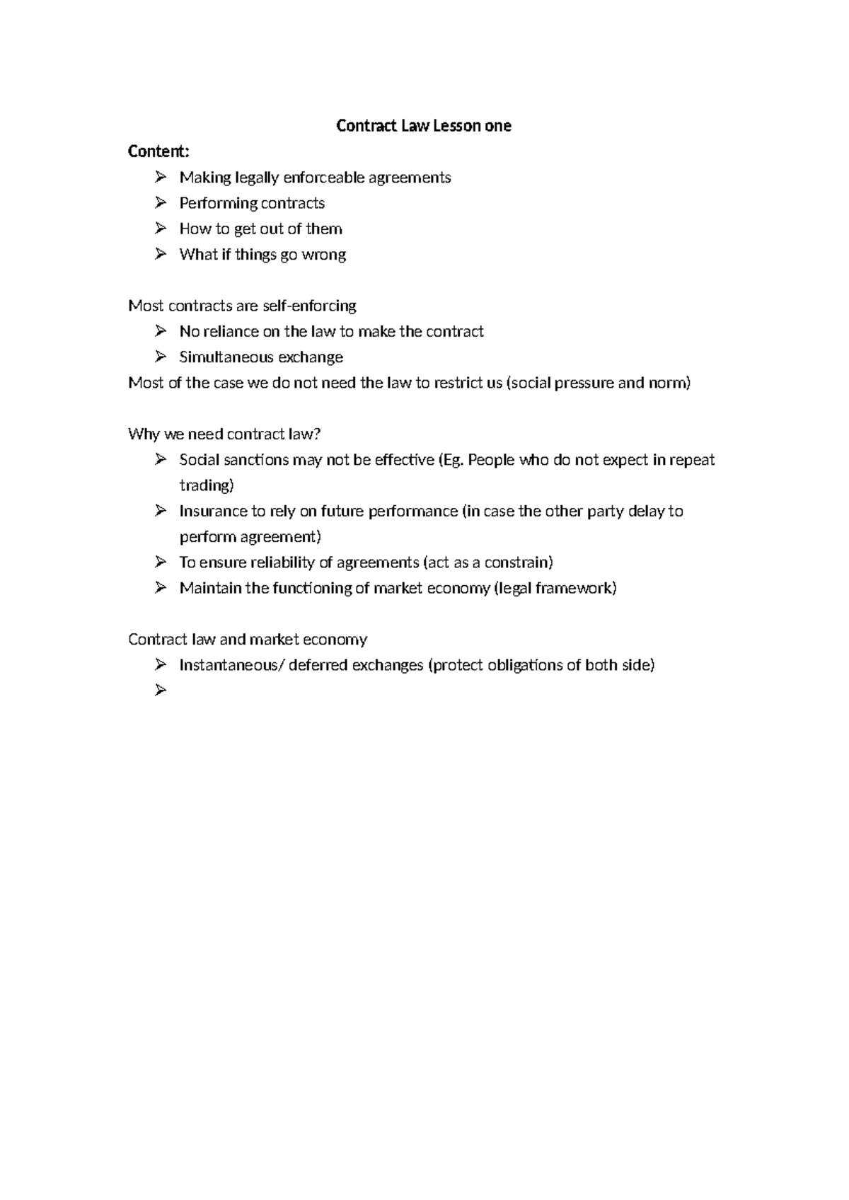 Contract Law Lesson 1: Enforceable Agreements & Market Impact - Studocu