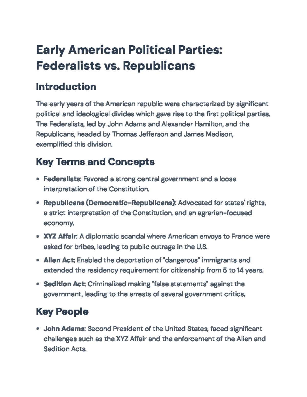 Early American Political Parties: Federalists vs. Republicans Analysis ...