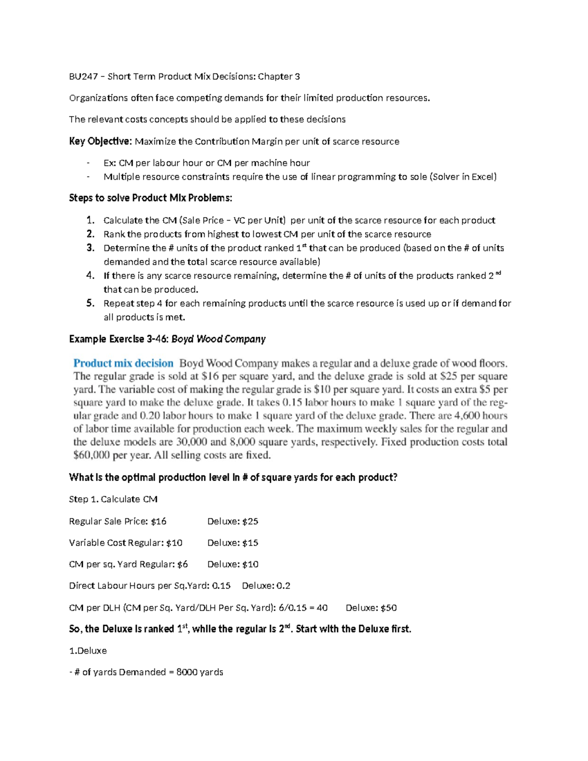 BU247 - Short Term Product Mix Decisions - The relevant costs concepts ...