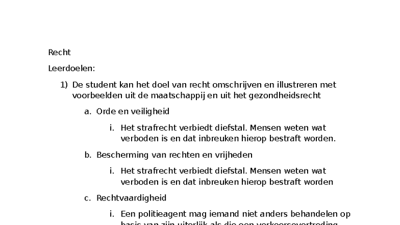 Recht 1: Leerdoelen en Evolutie van het Recht in de Samenleving - Studocu