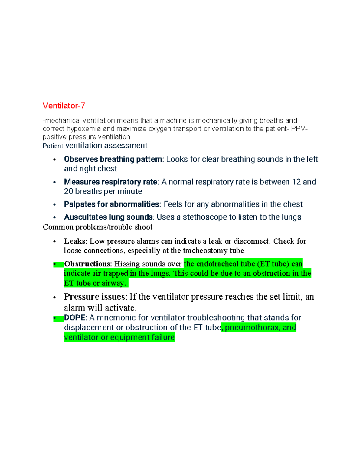 Blueprint Exam-2: Key Concepts in Mechanical Ventilation and ...