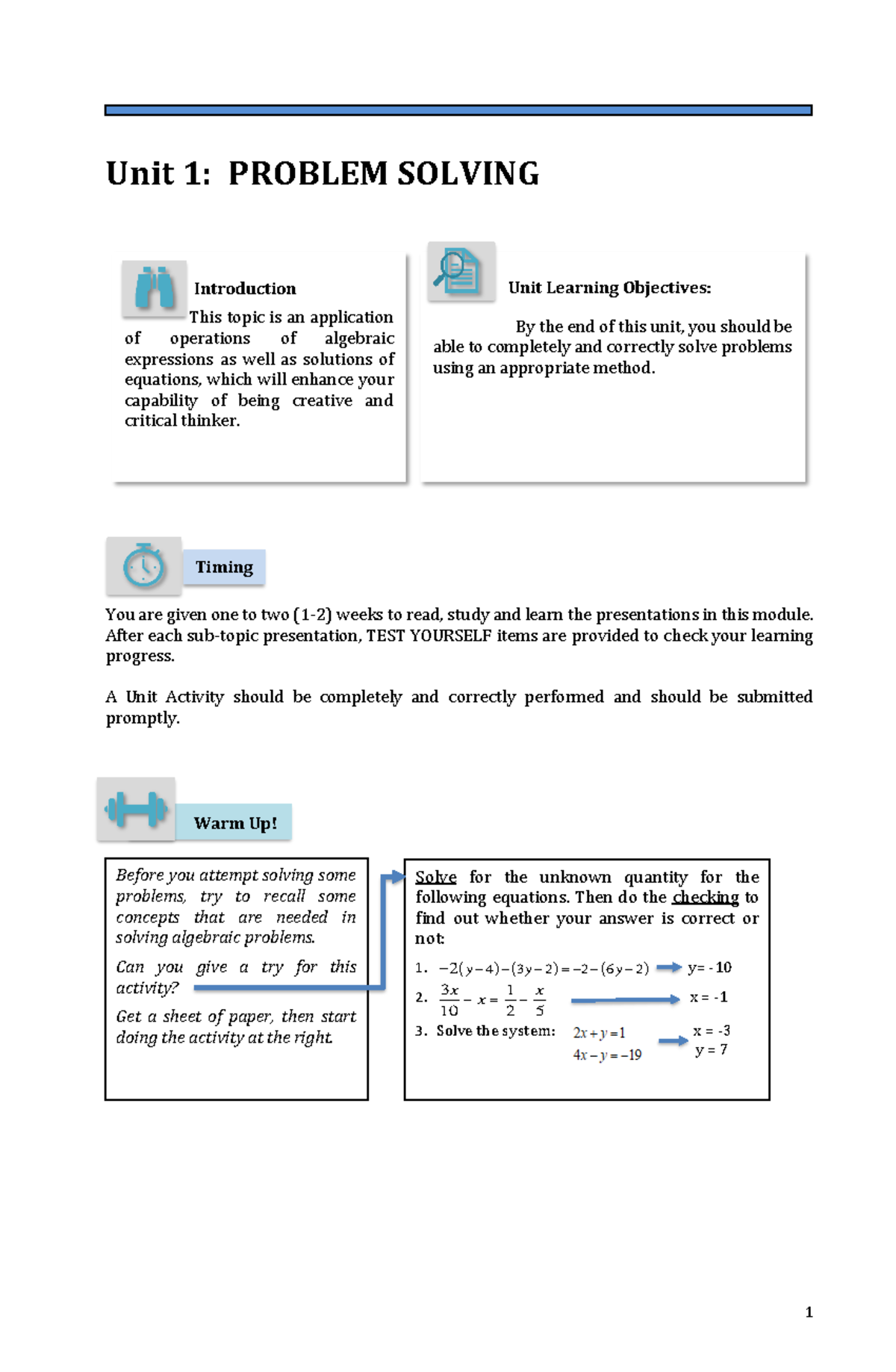 MMWORLD UNIT 1 - The Process of Problem Solving. - Unit 1: PROBLEM ...