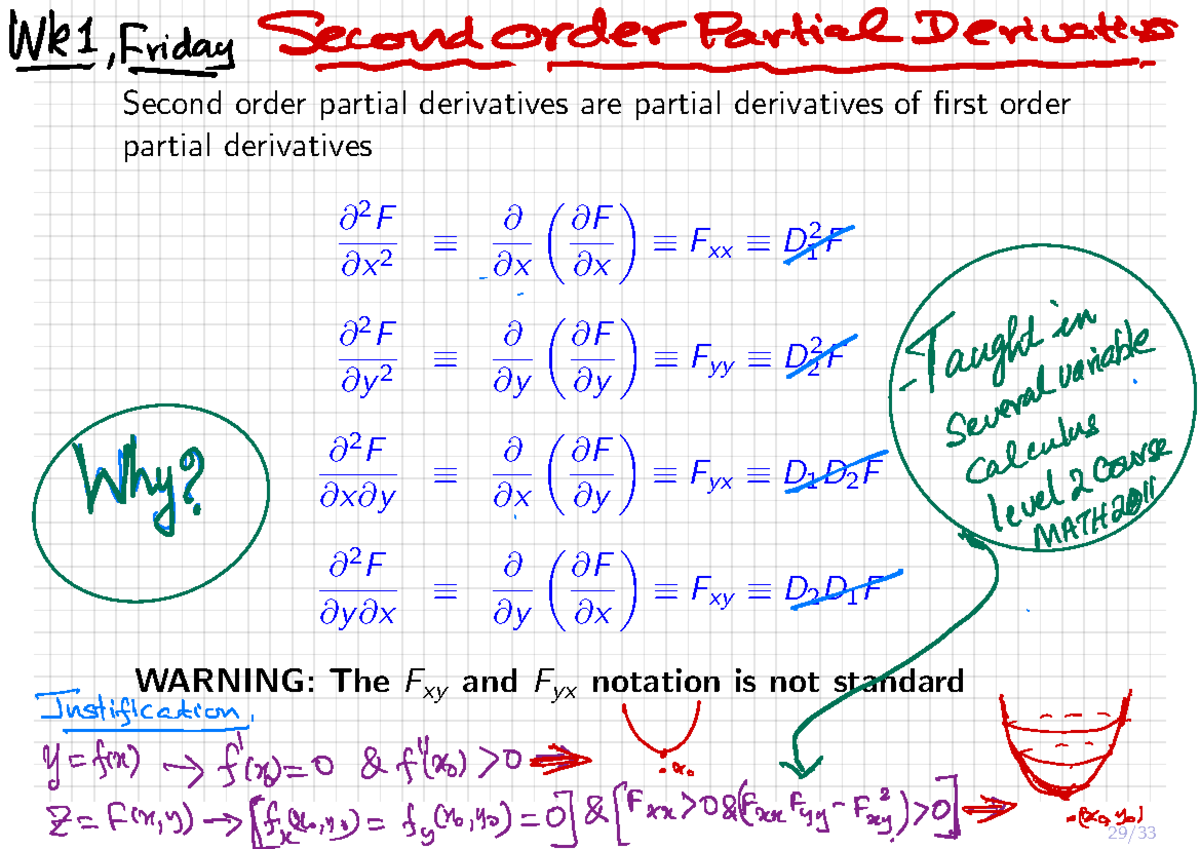 MATH1231 CALCULUS Lecture Notes: Second Order Partial Derivatives - Studocu