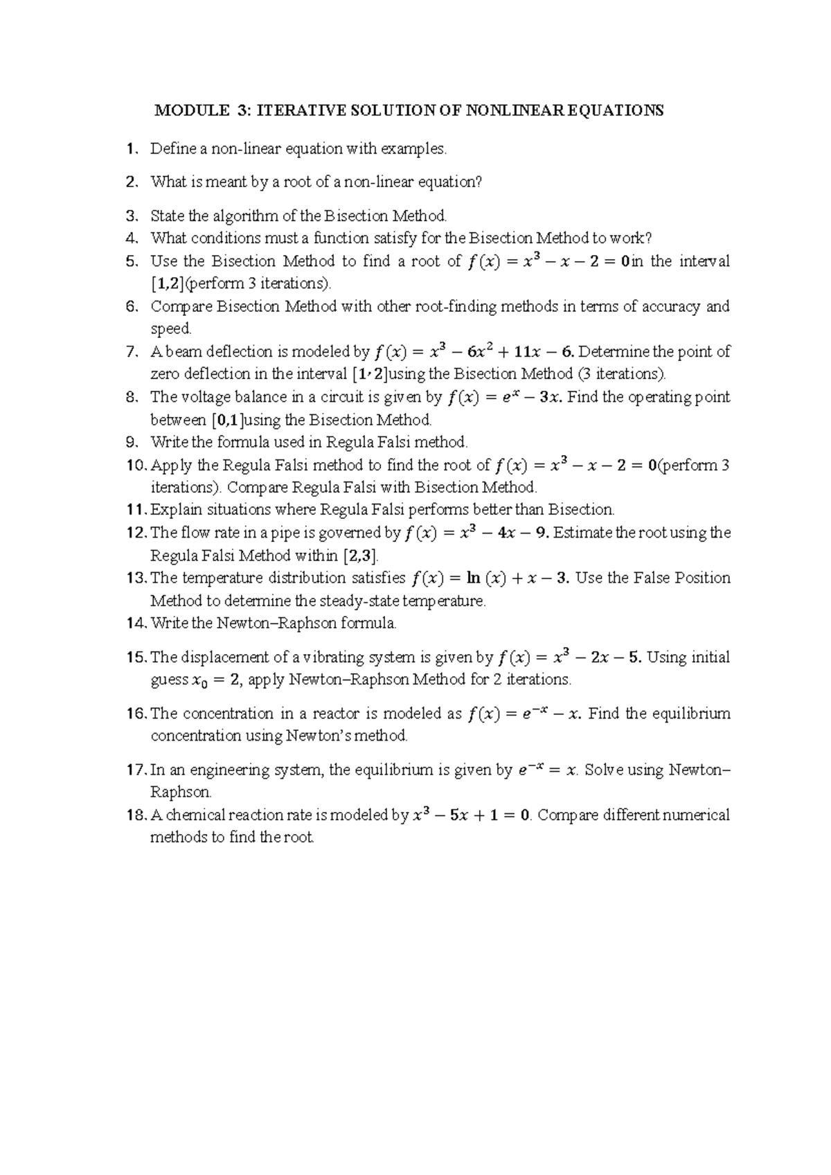 Module 3: HMT Notes on Nonlinear Equations & Root-Finding Methods - Studocu