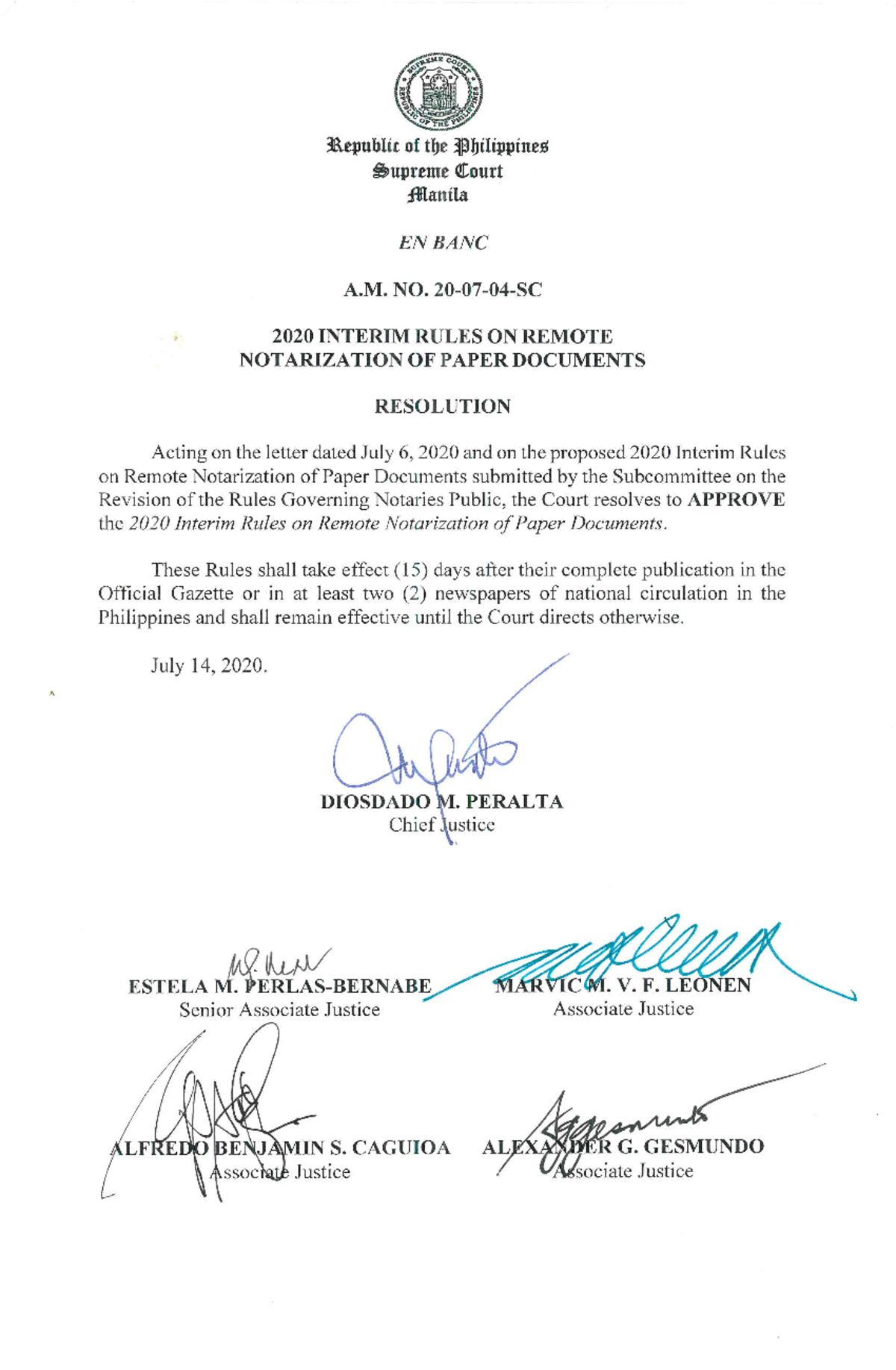 A.M. No. 2020: Interim Rules on Remote Notarization in the Philippines ...
