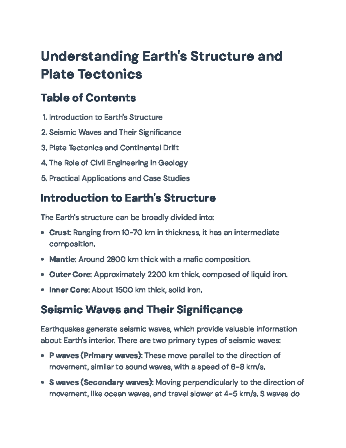Understanding Earth's Structure and Plate Tectonics: CE Insights - Studocu