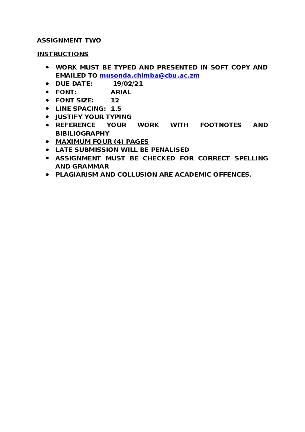 Assignment Two Guidelines: Formatting & Submission Details - Studocu