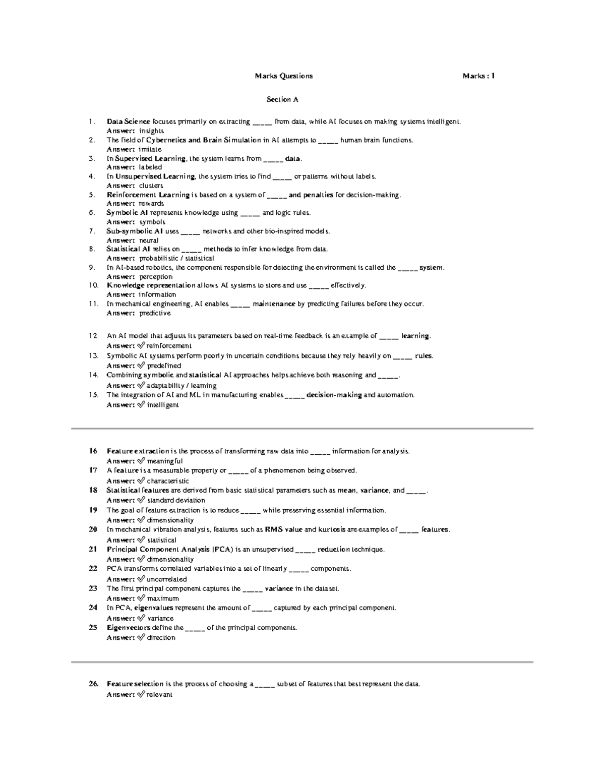 AI & ML Questions Updated 2025: Comprehensive Study Guide - Studocu