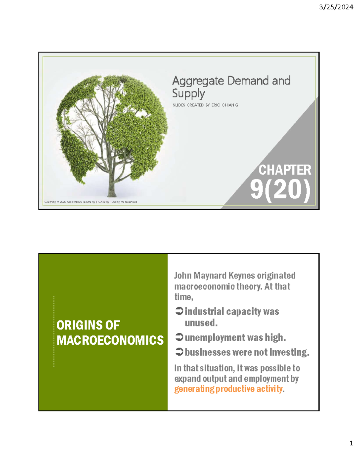 Chapter 9: Aggregate Demand and Supply Lecture Notes - Studocu