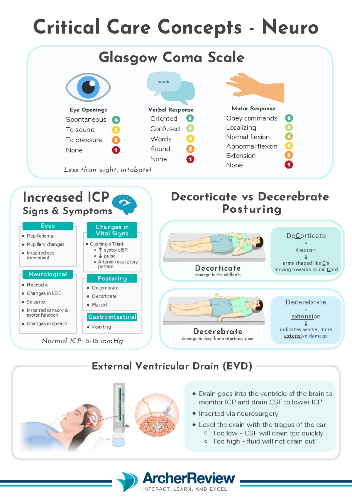 Critical Care Concepts: Neuro & Cardiac Cheat Sheet for Exams - Studocu