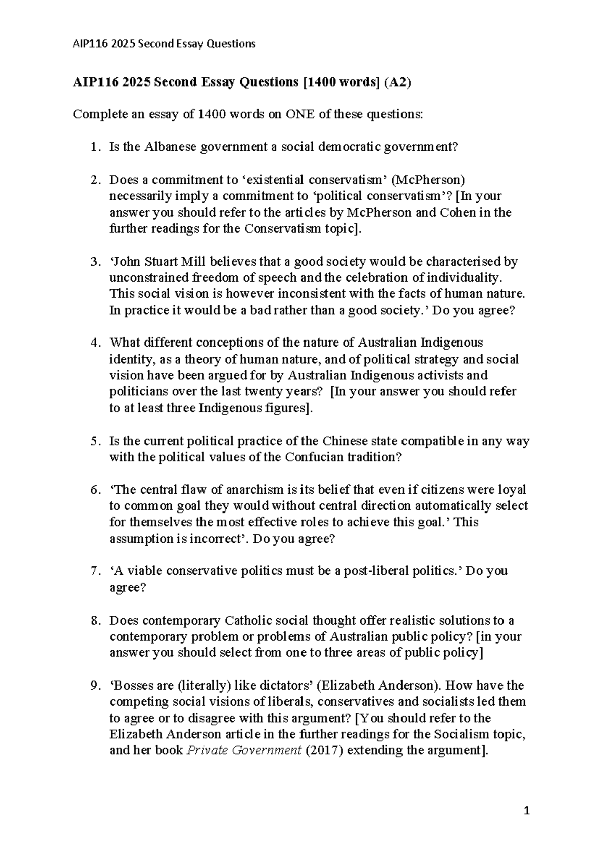 AIP116 2025 Second Essay Questions: In-Depth Analysis Prompts - Studocu