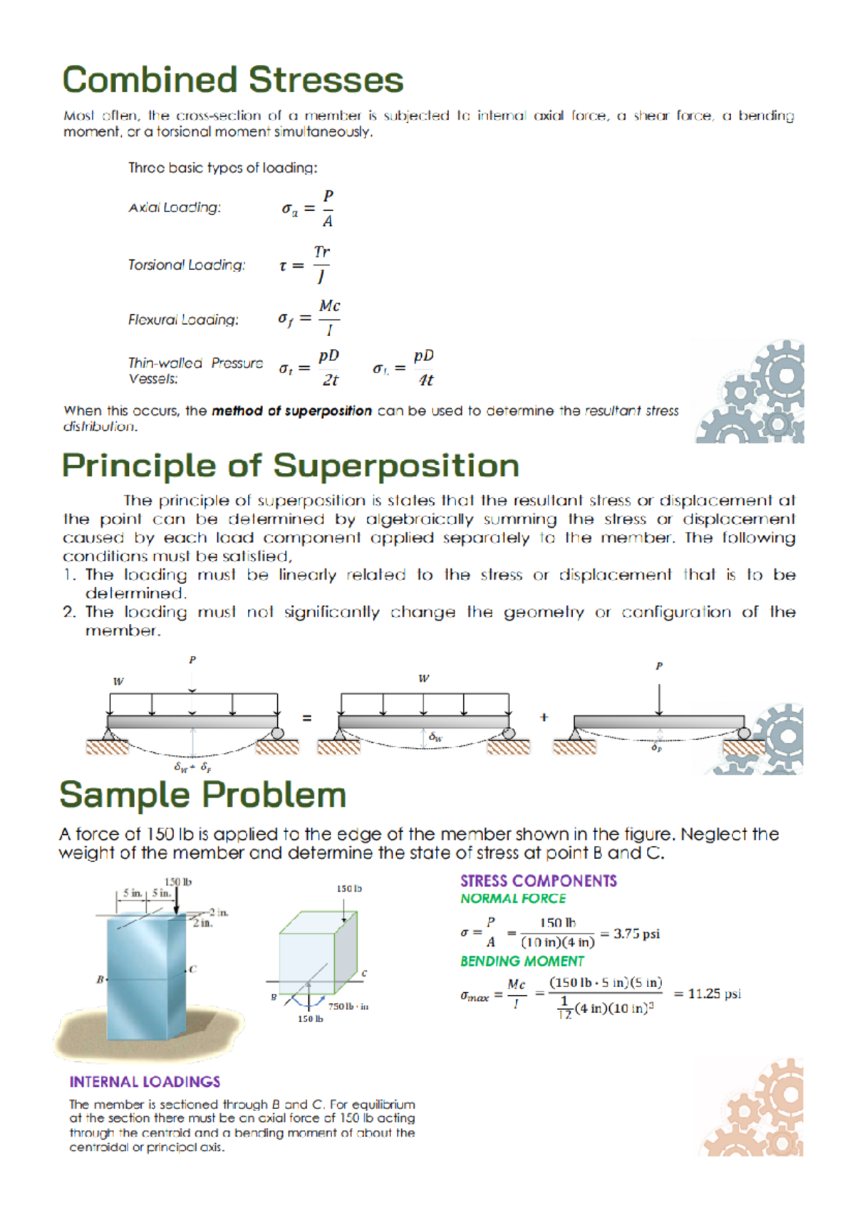Combined Stresses Analysis in Structural Members for Eng 204 - Studocu