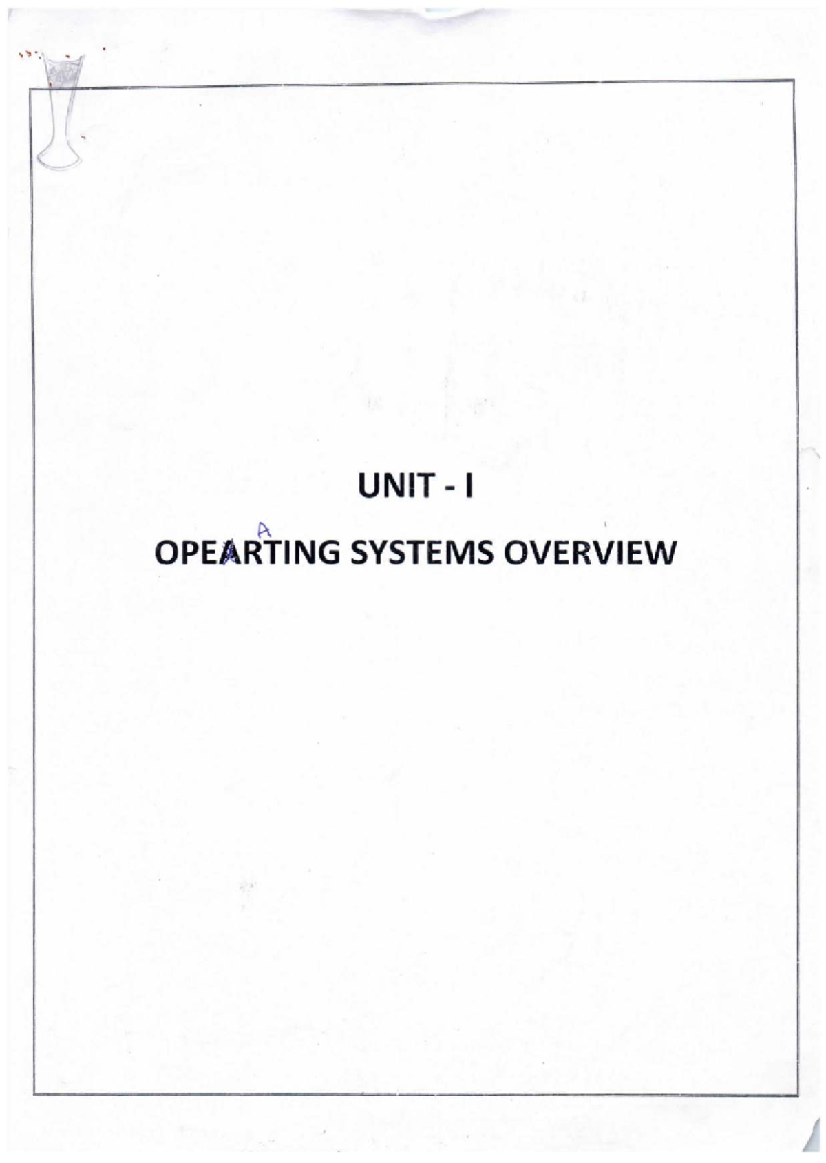 OS-UNIT I: Overview of Operating Systems for JNTUH Semester Exams - Studocu