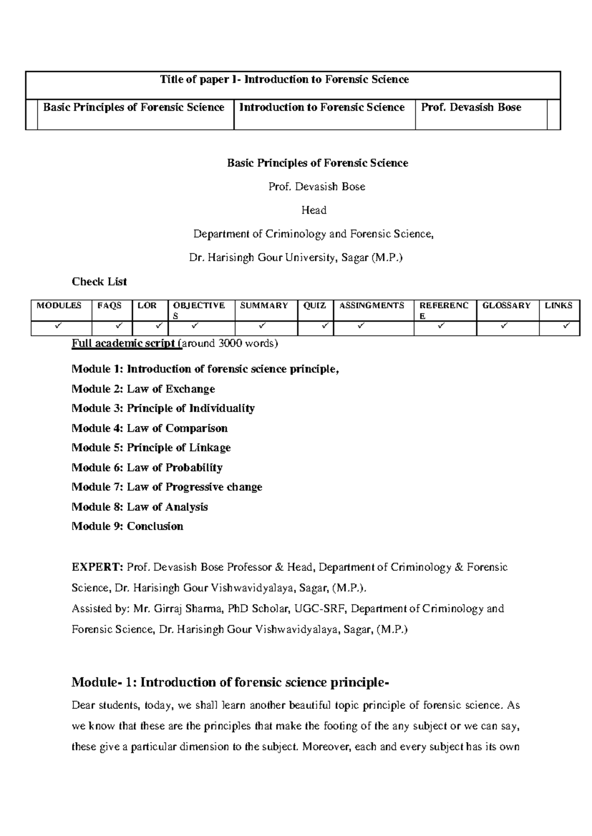 Forensic Science Principles: A Comprehensive Overview (CRIM 101) - Studocu
