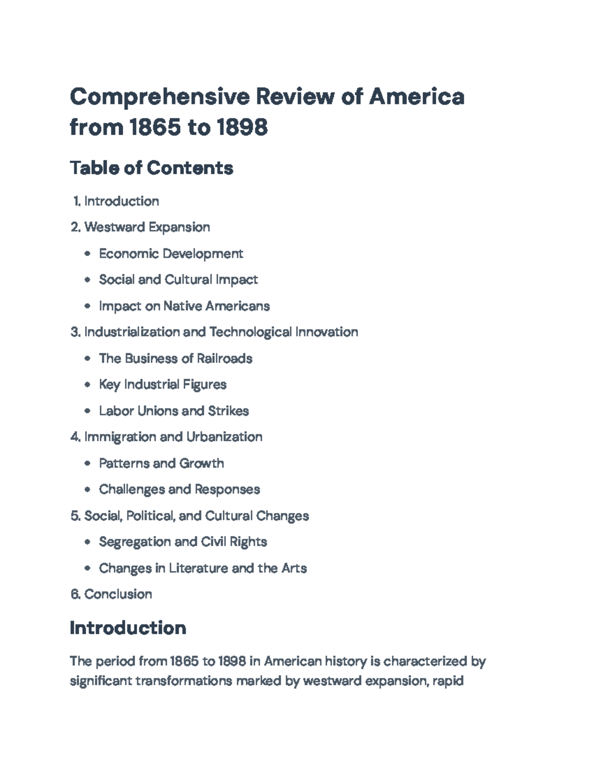 Comprehensive Review of American History (1865-1898): Key Developments ...