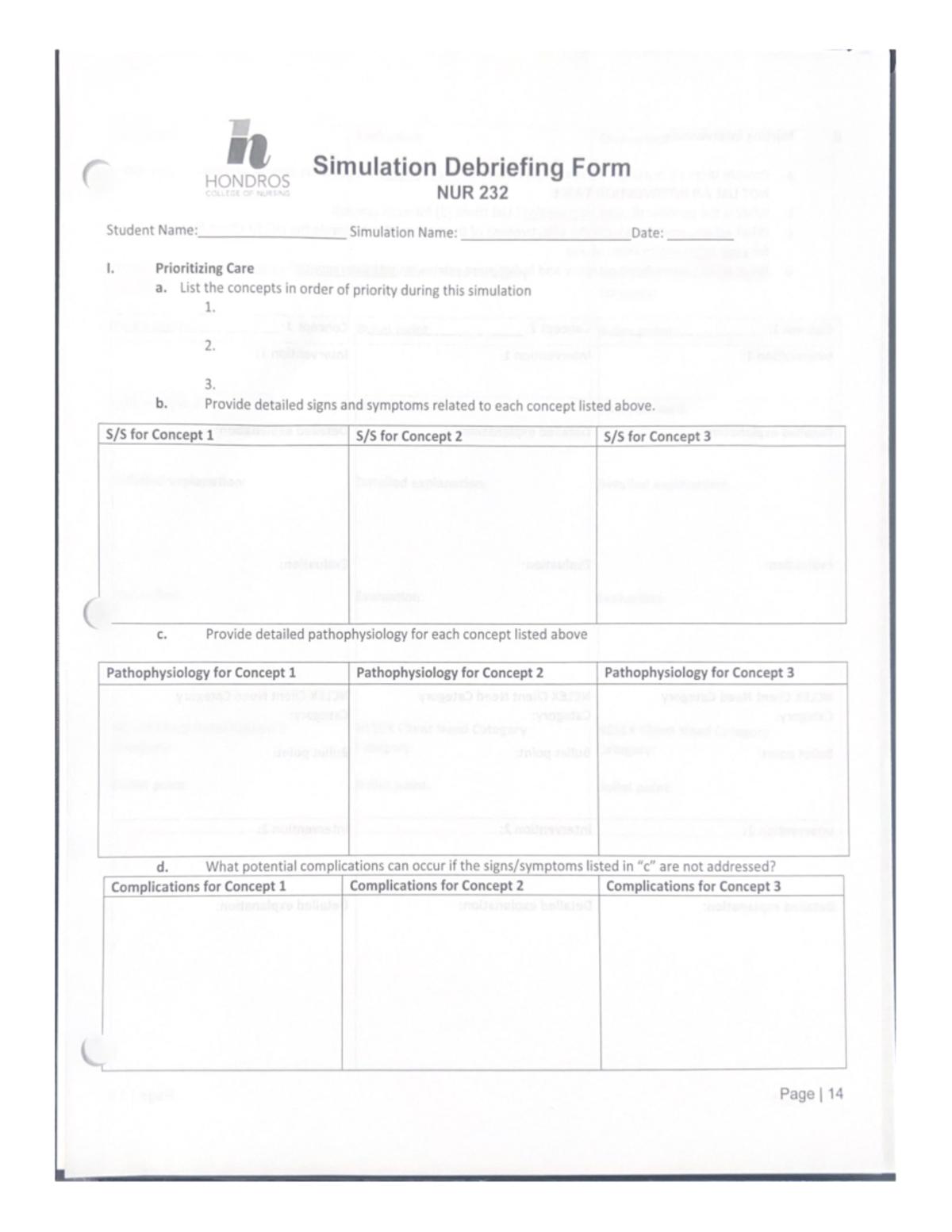 Simulation Debriefing Form Blank - NUR 230 - Studocu