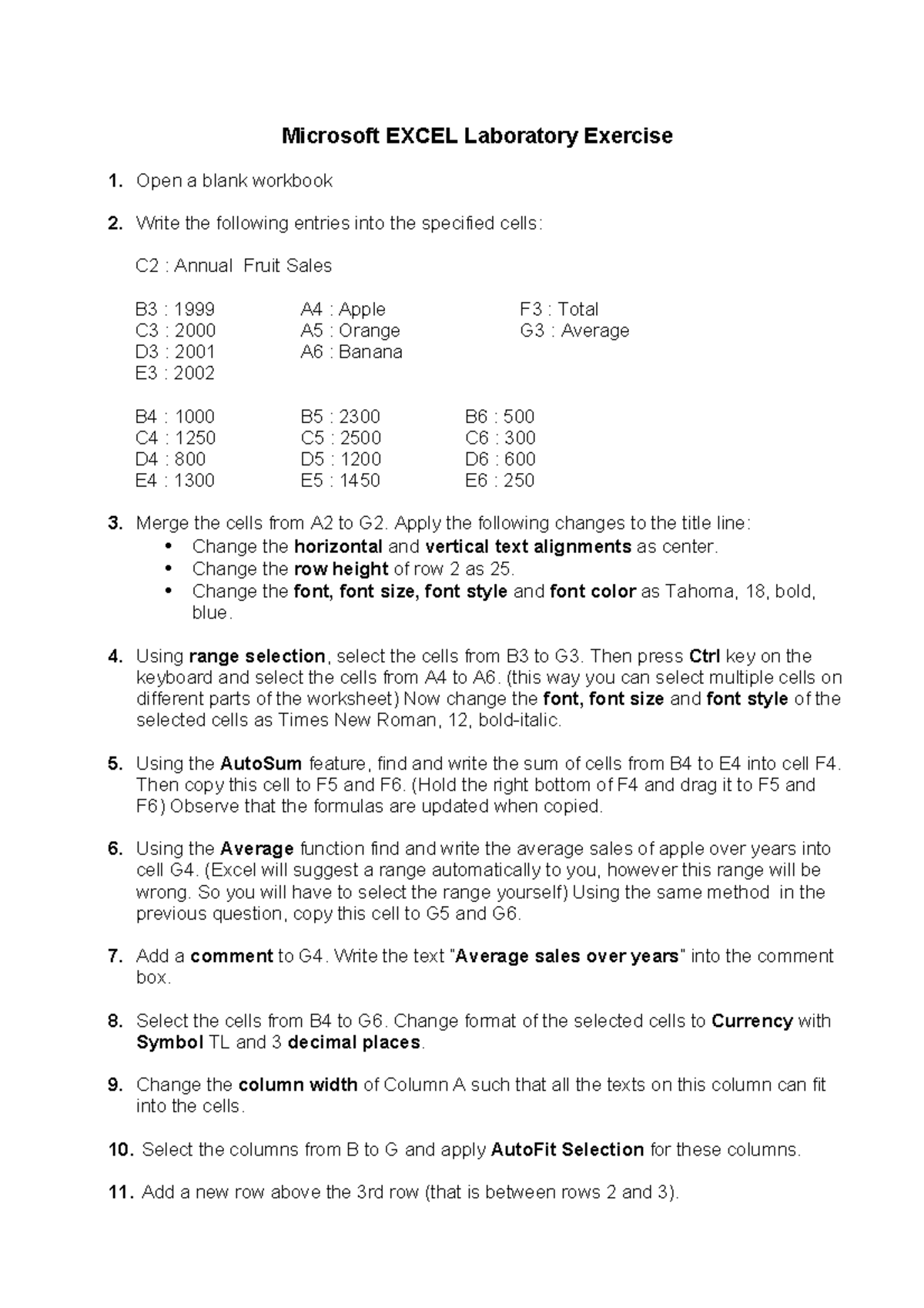 Excel Laboratory Exercise (Lab 01) - MS Office Fundamentals Guide - Studocu
