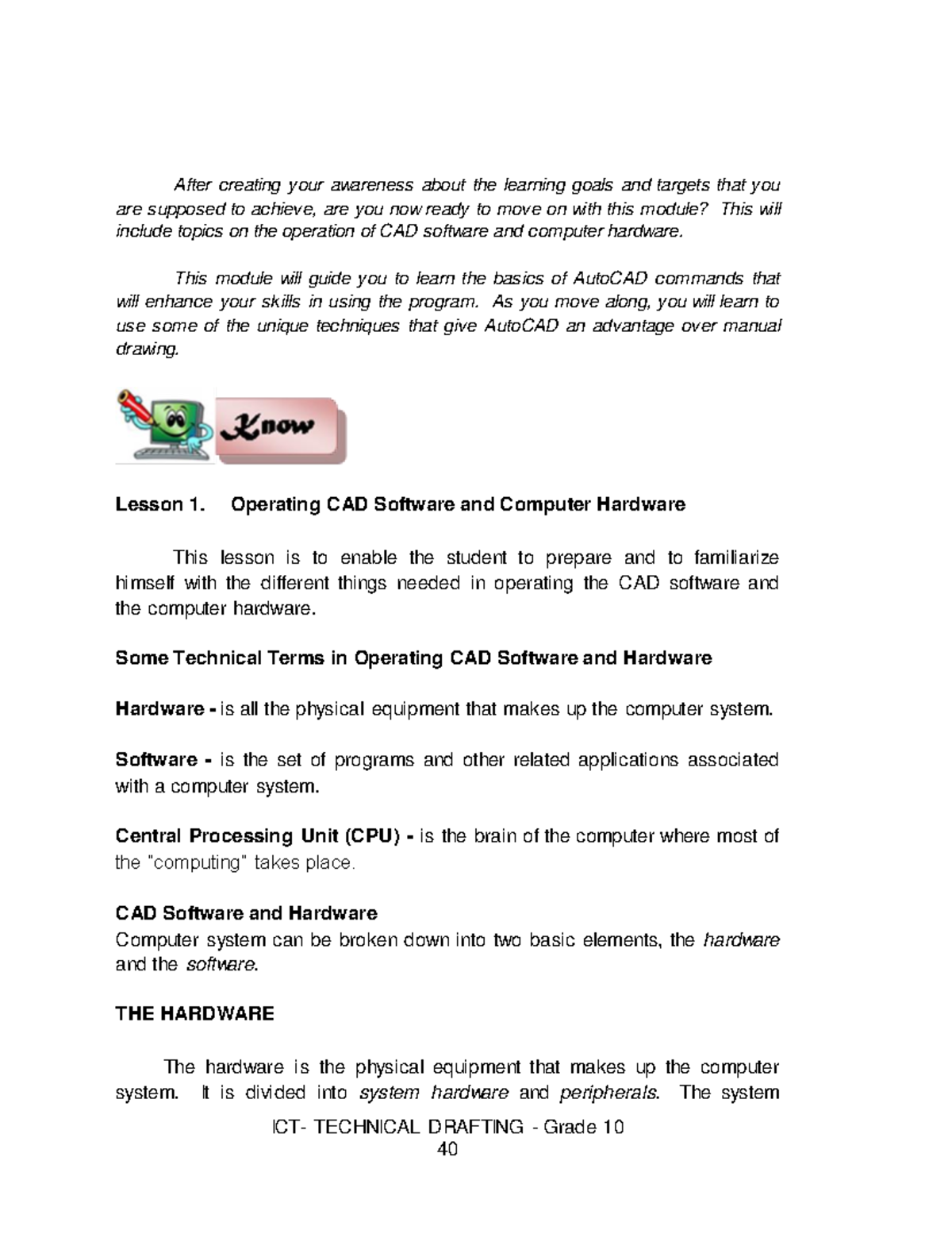 Autocad Computer Parts & autocad Introduction - ICT- TECHNICAL DRAFTING ...