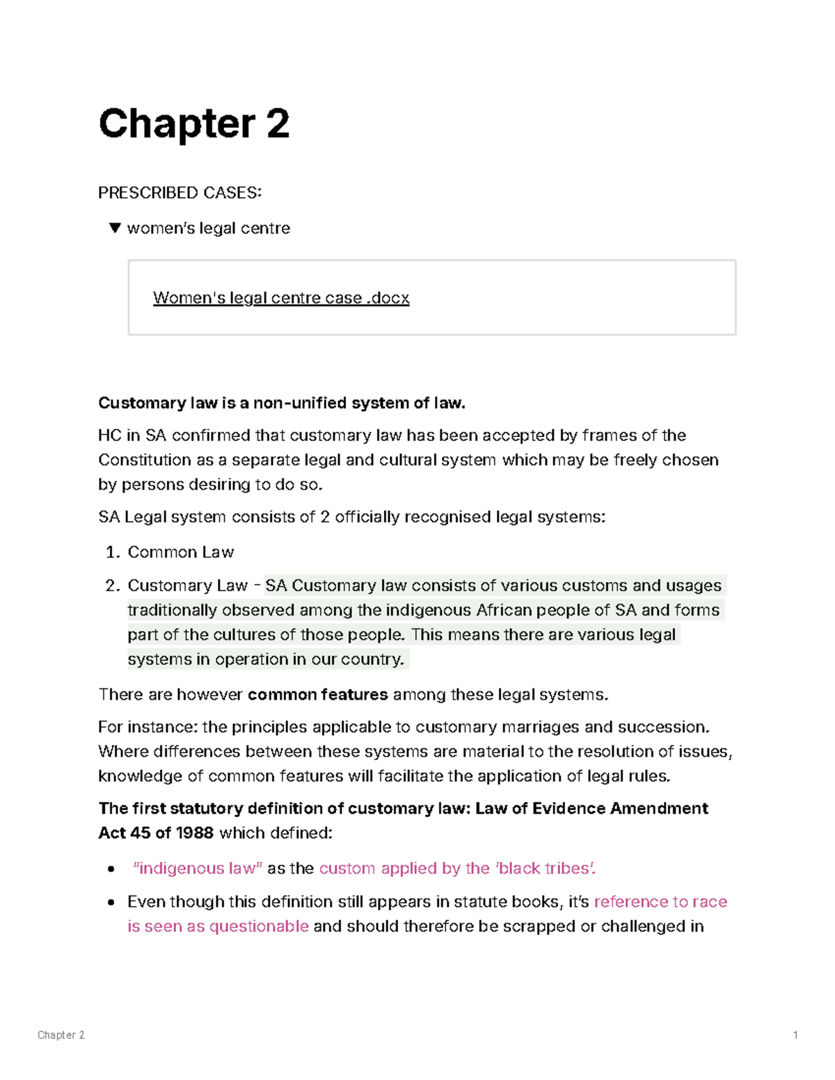Chapter 2: The Nature and Sphere of Customary Law - Chapter 2 ...