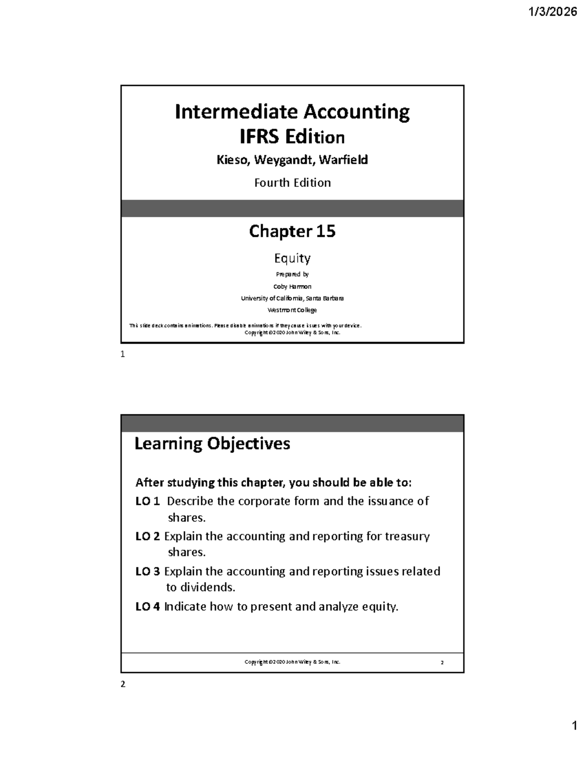 Intermediate Accounting IFRS Ch 15: Equity Overview and Analysis - Studocu