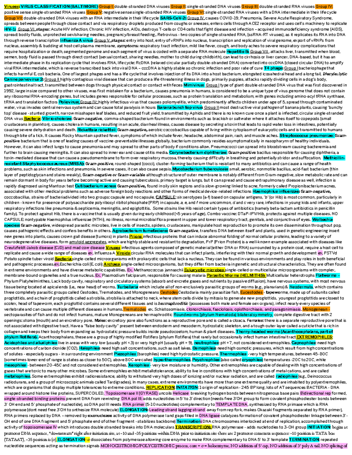 Microbe Mission Cheatsheet - Mira Loma - Viruses: VIRUS CLASSIFICATION ...