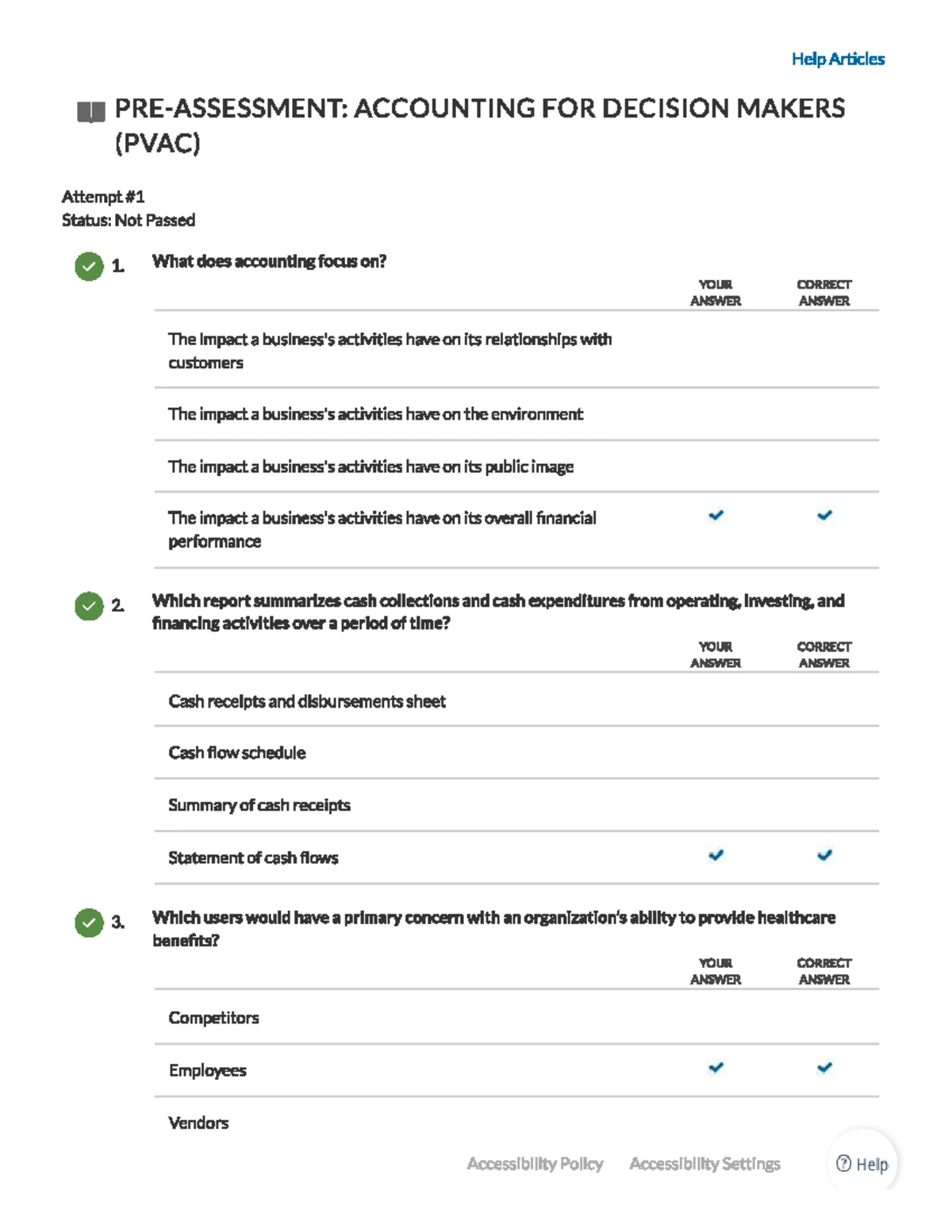 Pre-Assessment: Acctg for Decision Makers (PVAC) Study Guide - Studocu