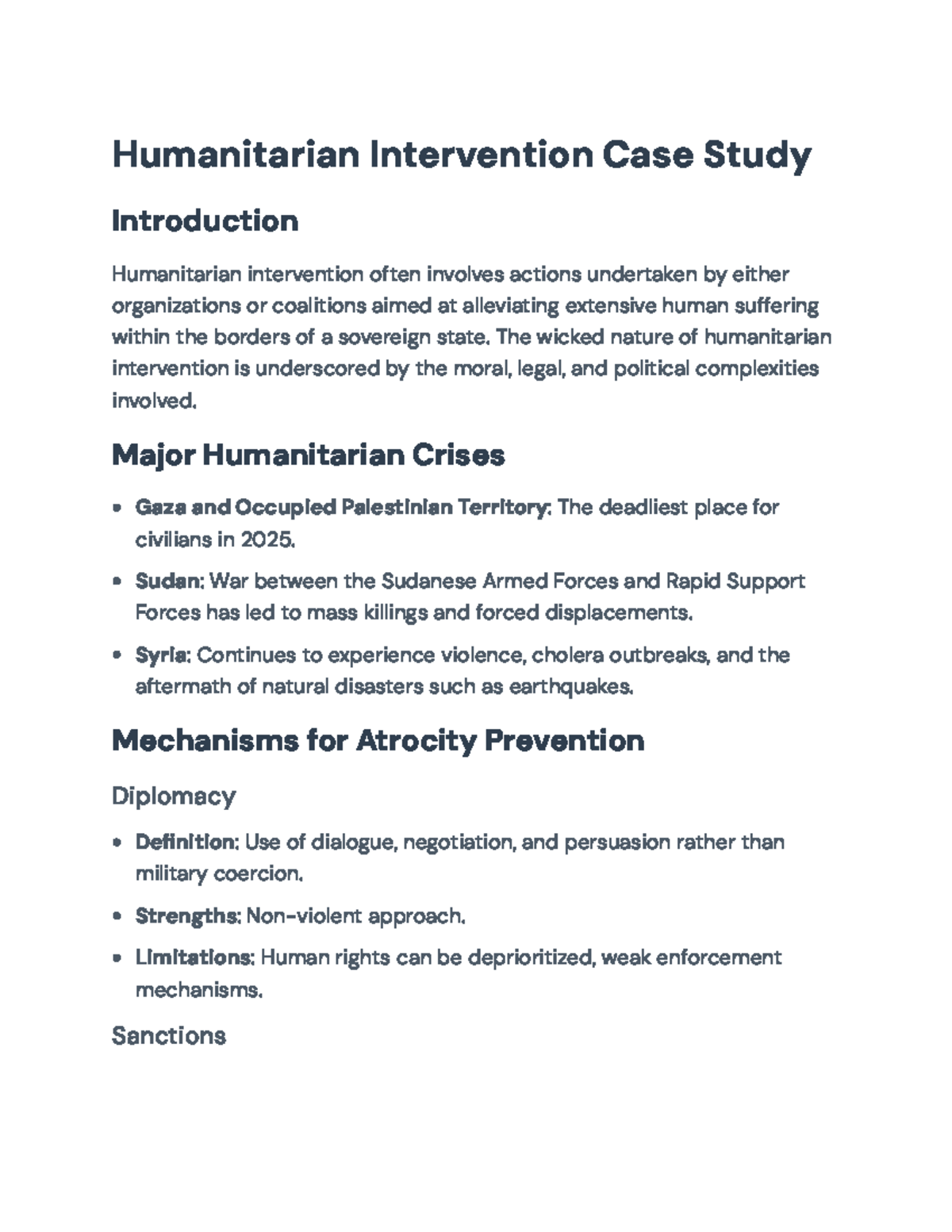 Humanitarian Intervention Case Studies: Challenges and Strategies - Humanitarian Intervention ...