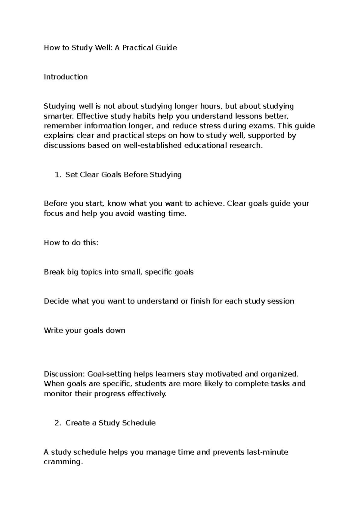 Effective Study Strategies: A Practical Guide for Self-Study - Studocu