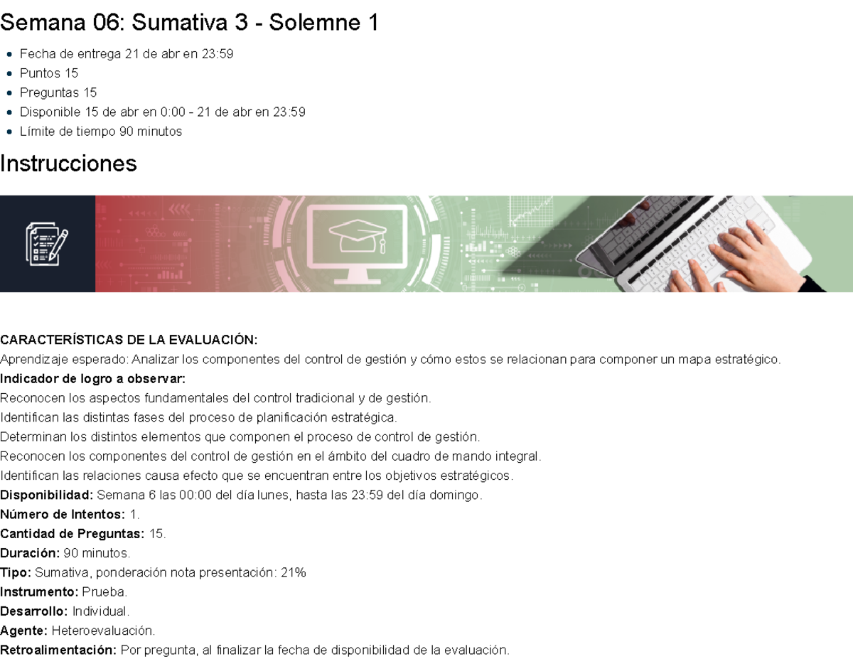 Semana 06: Sumativa 3 - Solemne 1 Control de Gestión 202405.2313 - Studocu