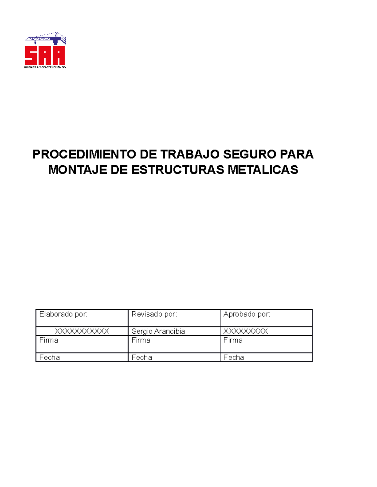 Procedimiento de Trabajo Seguro para Montaje de Estructuras Metálicas - Studocu